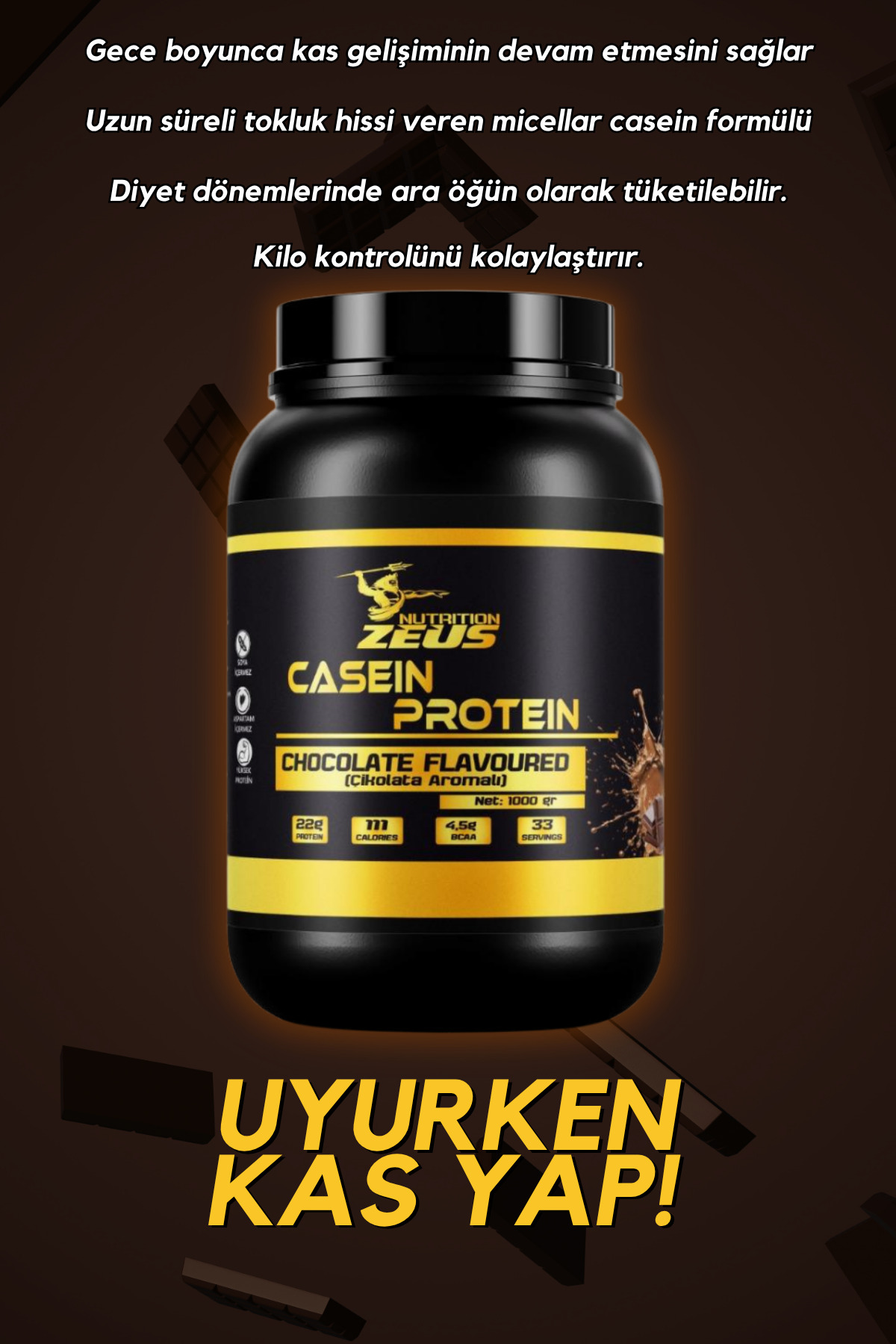 ZEUSNUTRITION Micellar Casein (Kazein) Protein 1000 Gr Çikolata Aromalı ...