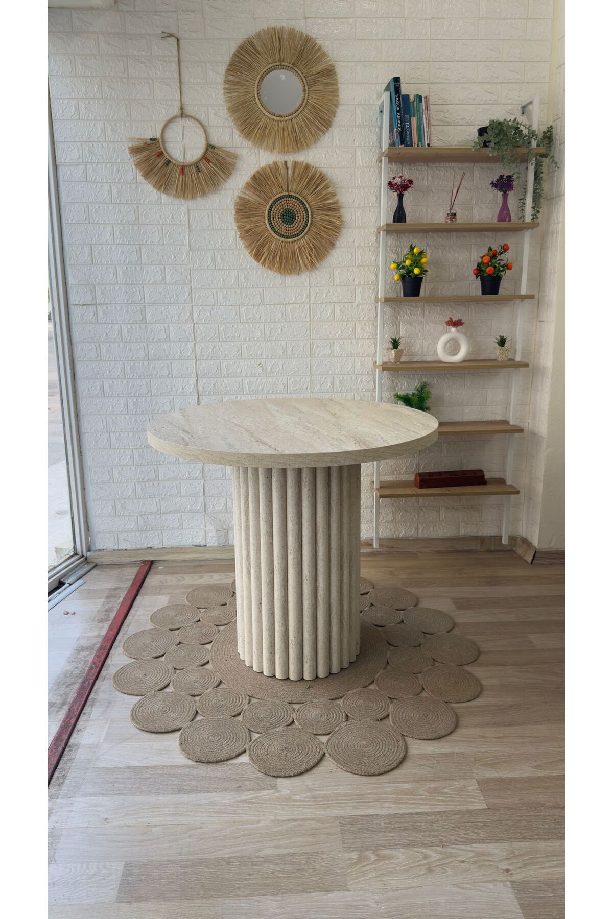 silla Concept Traverten Mermer Görünümlü Yuvarlak Ptt Ayak Masa (90 CM ...