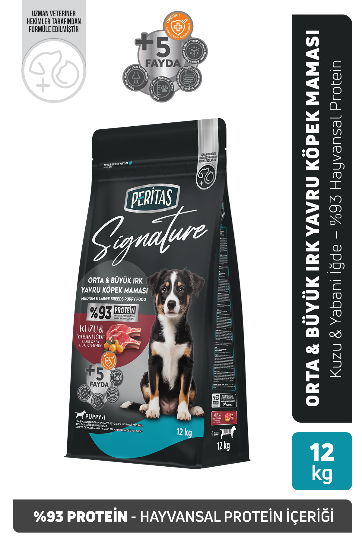 PERİTAS Signature Kuzulu Orta ve Büyük Irk Yavru Köpek Maması 12 Kg ...