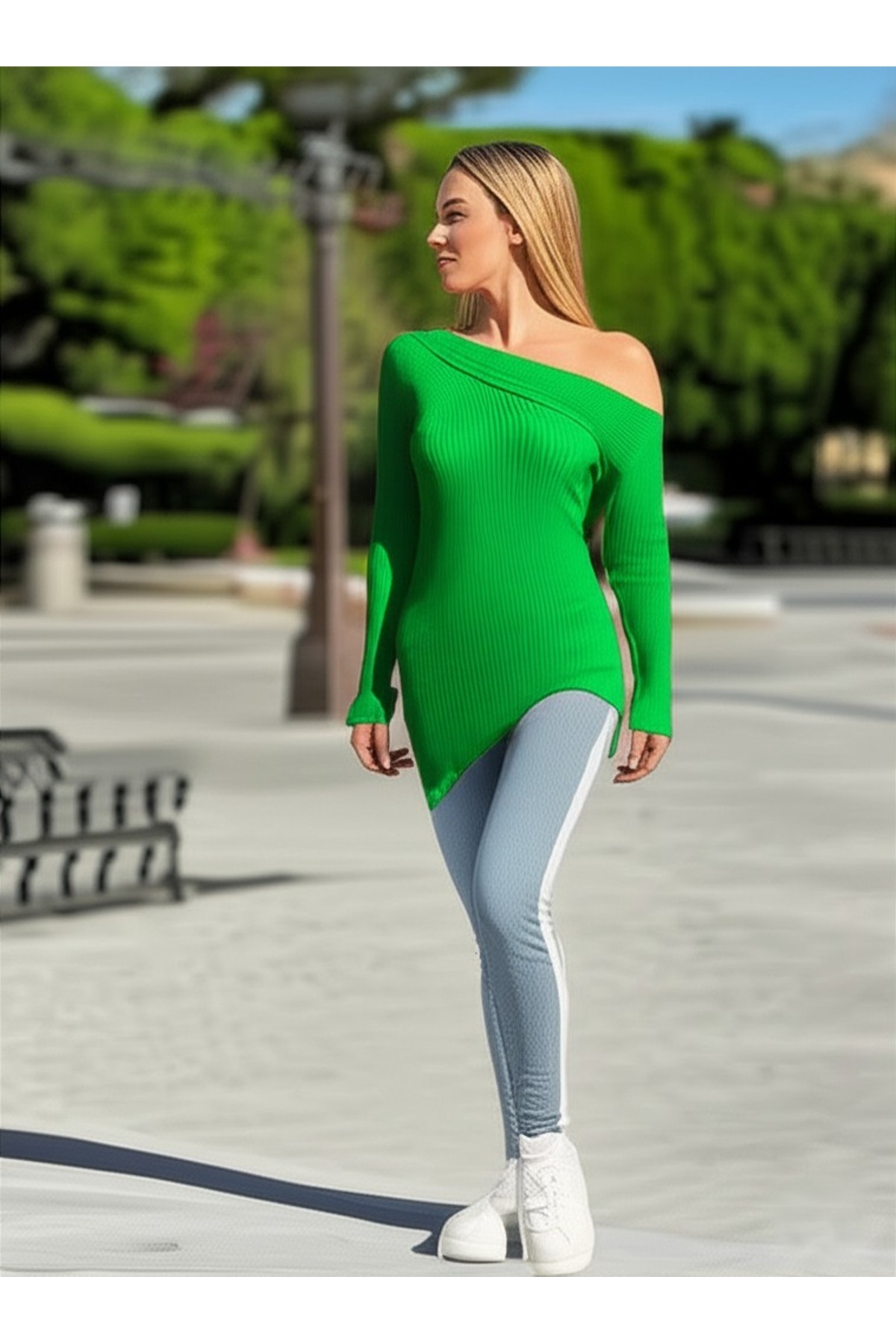 FLEX FASHION YENİ SEZON OMUZ DETAYLI ASİMETRİK TREND TRİKO BADİ ...