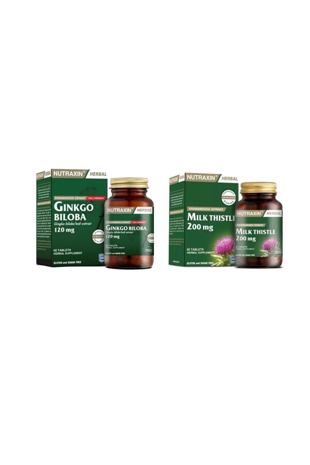 Nutraxin Ginkgo Biloba 60 Tablet + Milk Thistle 60 Tablet - Fiyatı ...