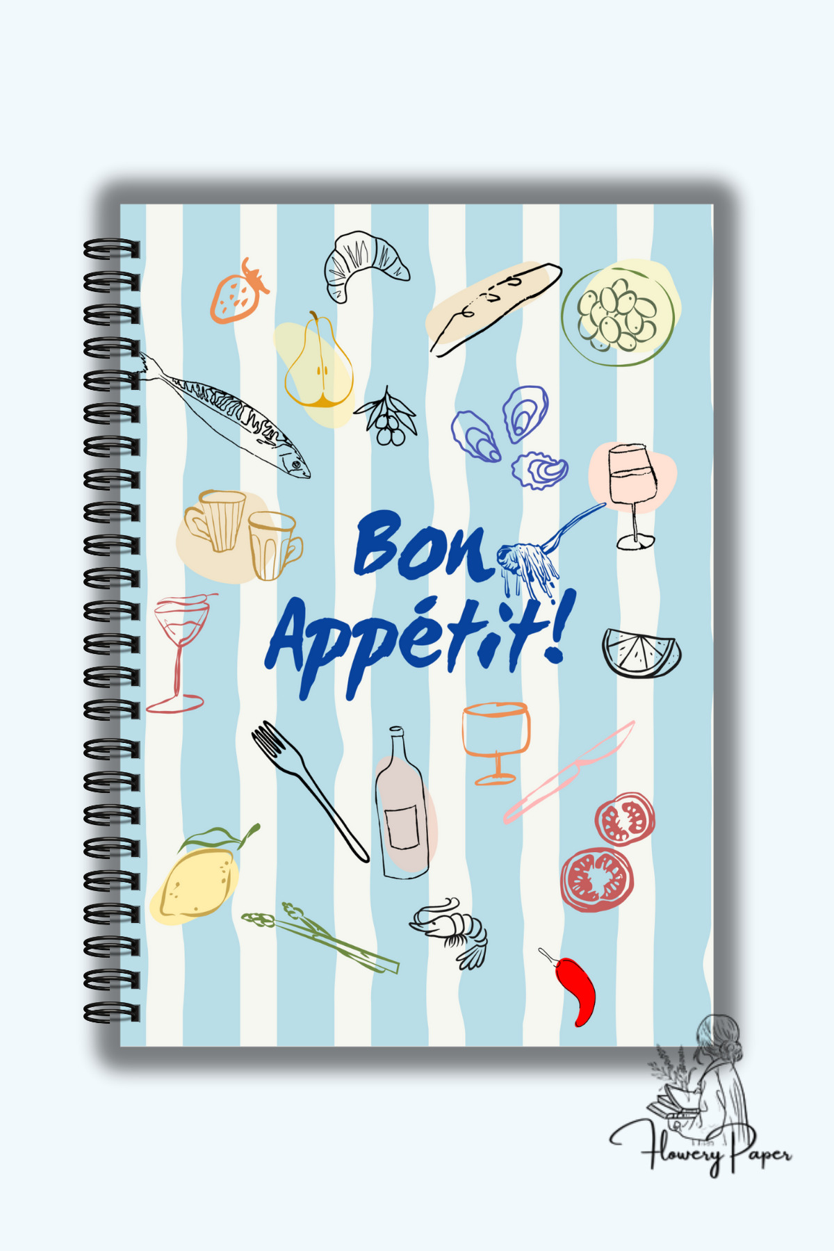 Flowery Paper Tarif defteri Bon Apetiit kapak 50 yaprak/100 sayfa ...