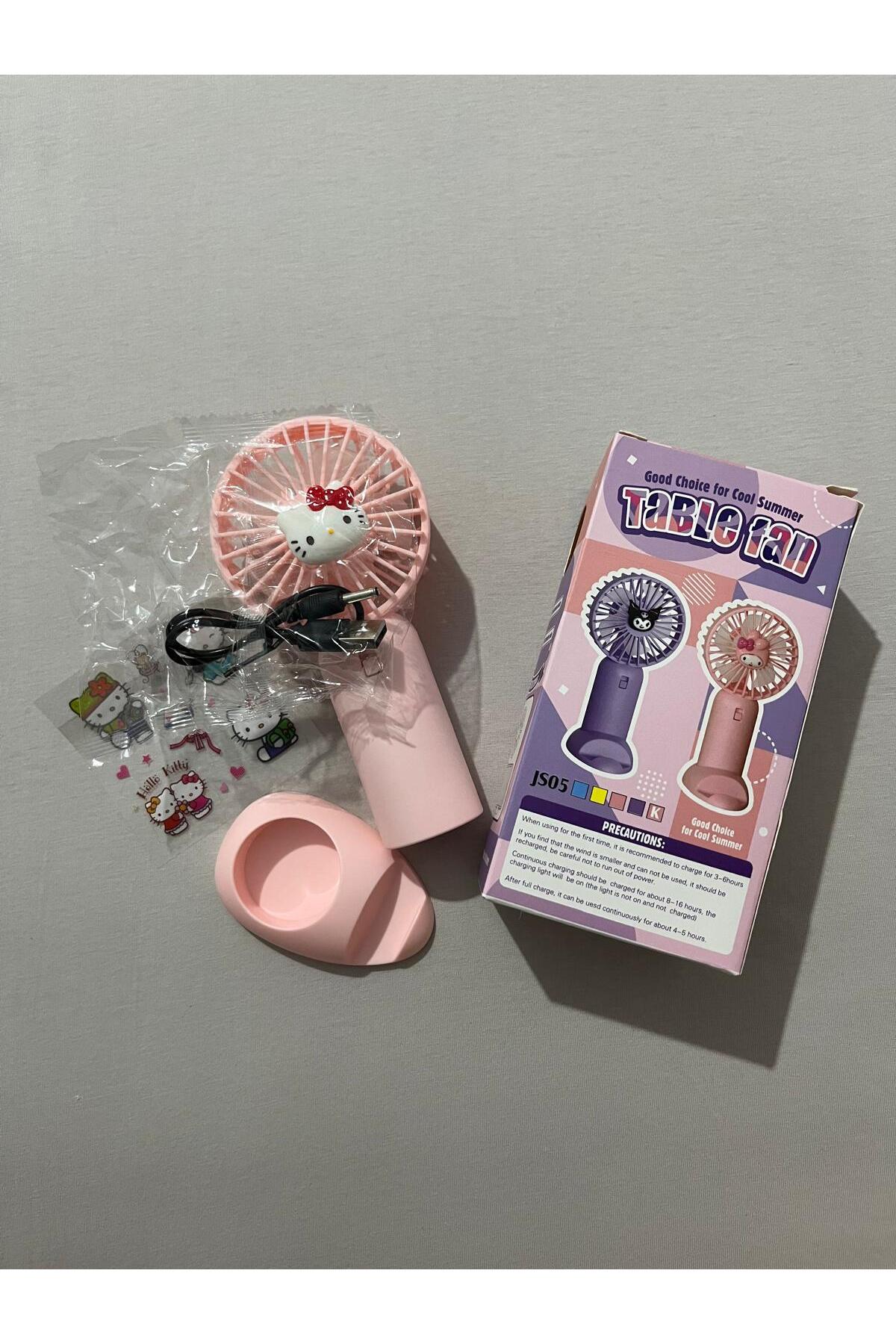 SOFT Hello Kitty Figürlü Stickerlı Mini Fan Şarjlı El Vantilatörü ...