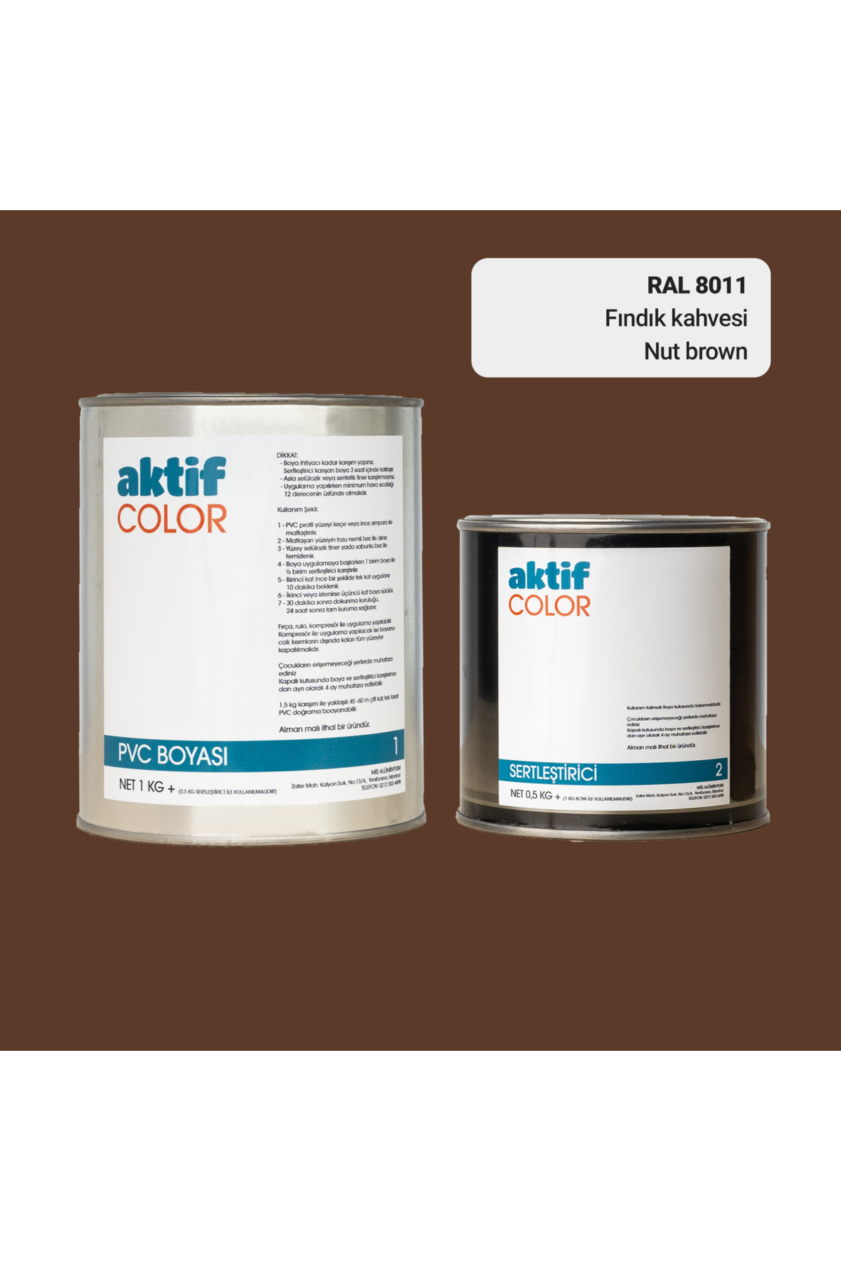 Aktif Color RAL 8011 - Fındık Kahvesi / Aktif Color Pvc Boyası (Pimapen ...