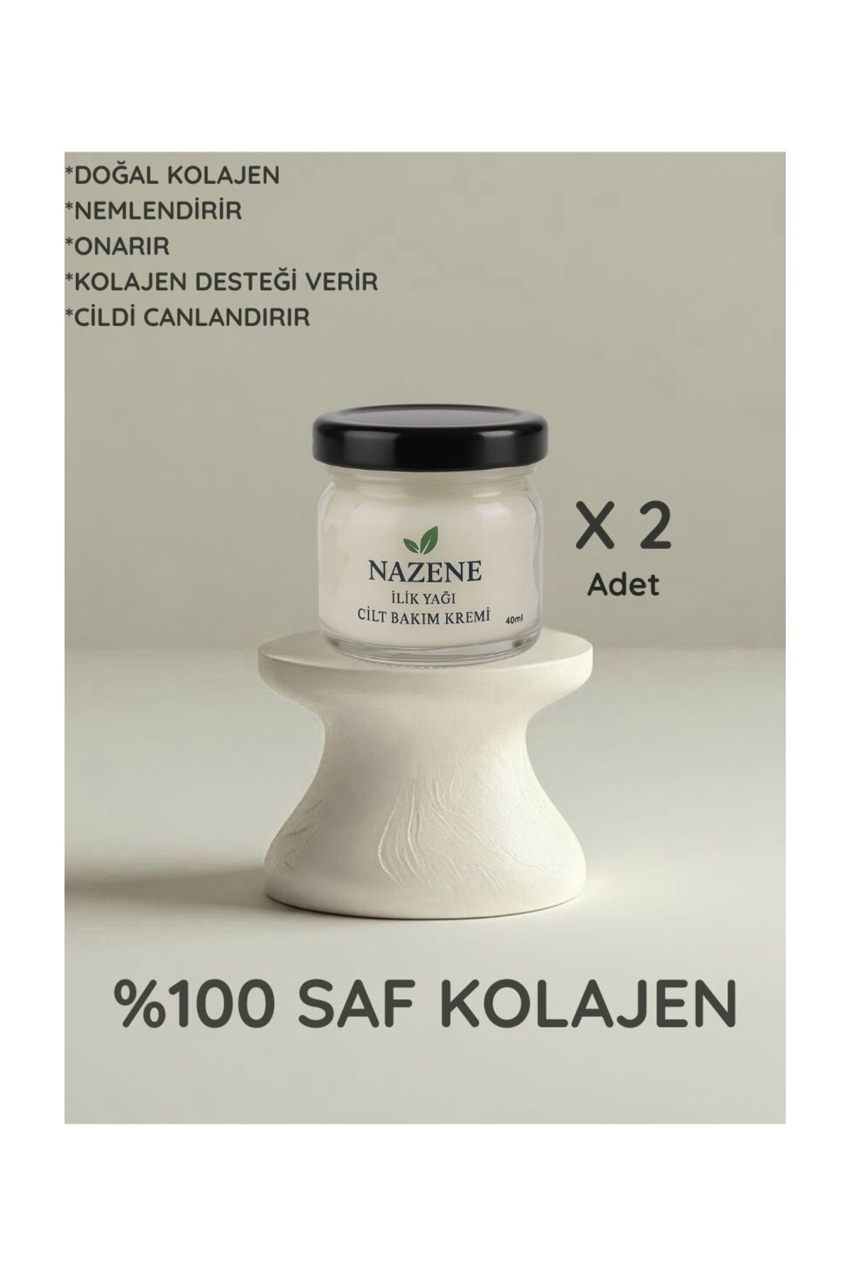 Nazene Market İlik Yağı (2 x 40 ml) Doğal Kolajen, Saf İlik Yağı, Cilt ...