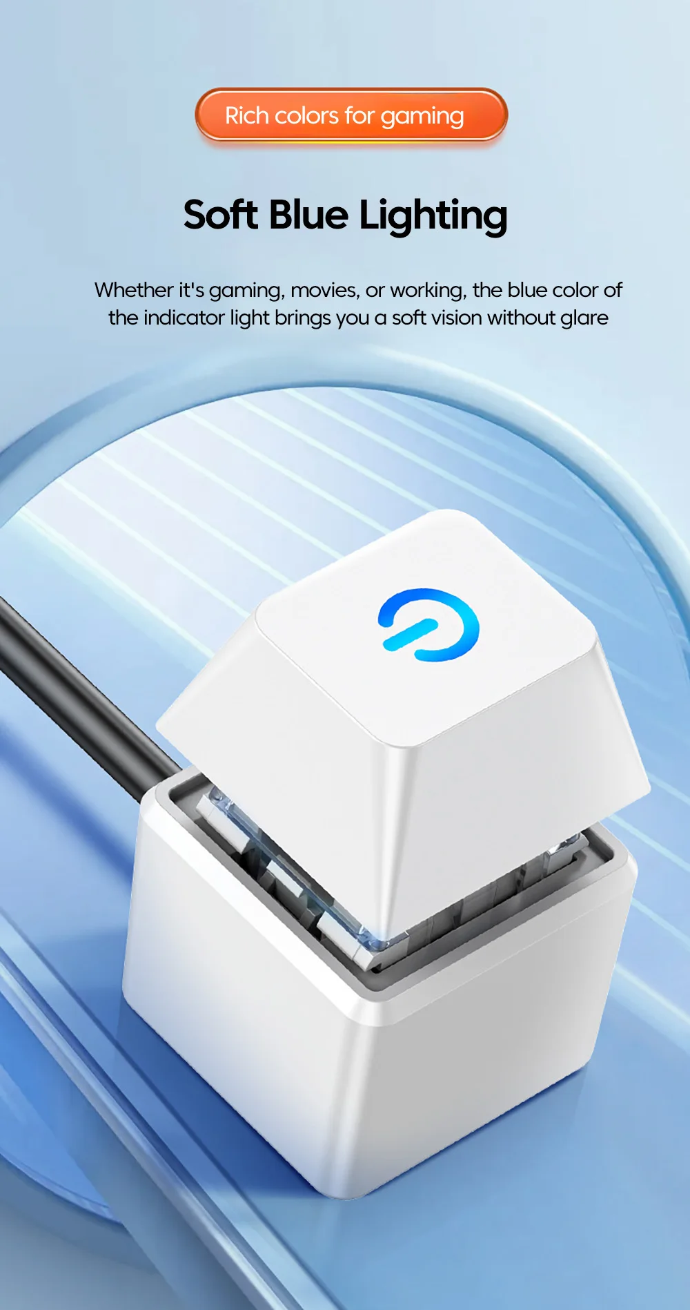 Choice 1.8m Black A 1.8M Computer Desktop Switch Button LED Light PC ...