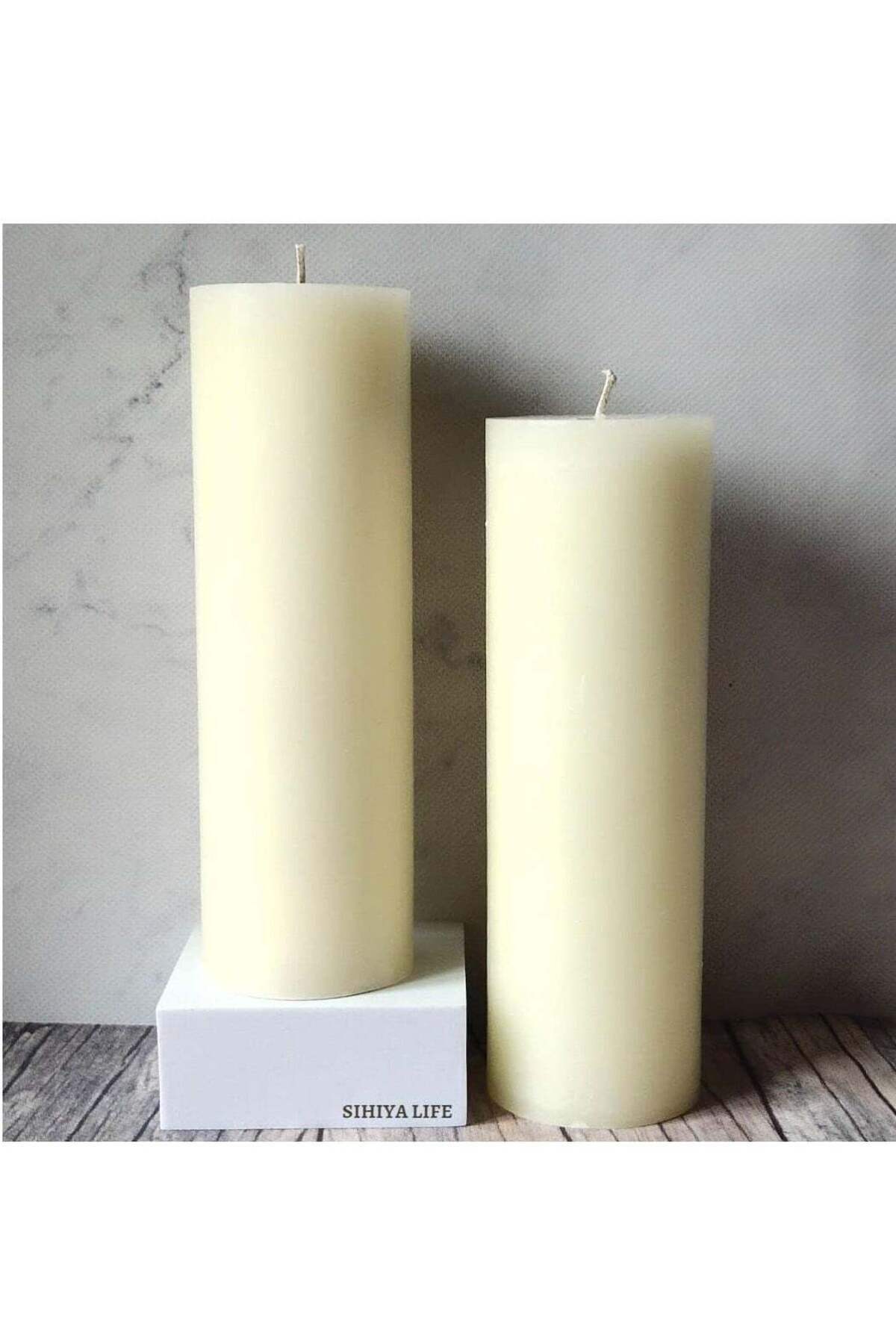 Generic SIHIYA LIFE Set of 2 Ivory Pillar Candles| 3 x 12 inch ...