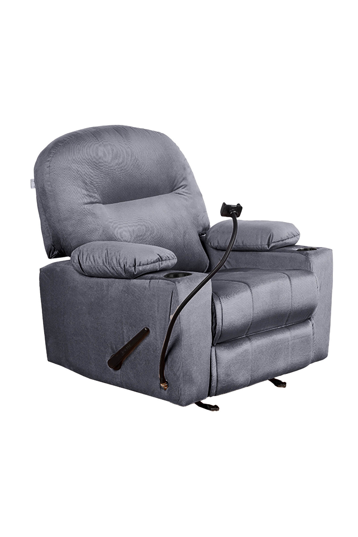 Lazy Vibes Puffy Velvet Recliner Lounge Chair with Cup & Phone Holder ...