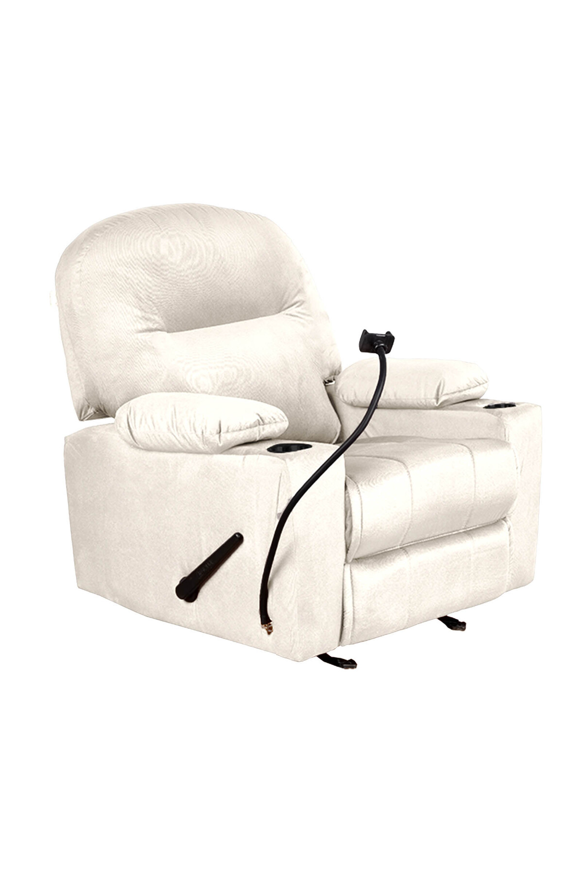 Lazy Vibes Puffy Velvet Recliner Lounge Chair with Cup & Phone Holder ...