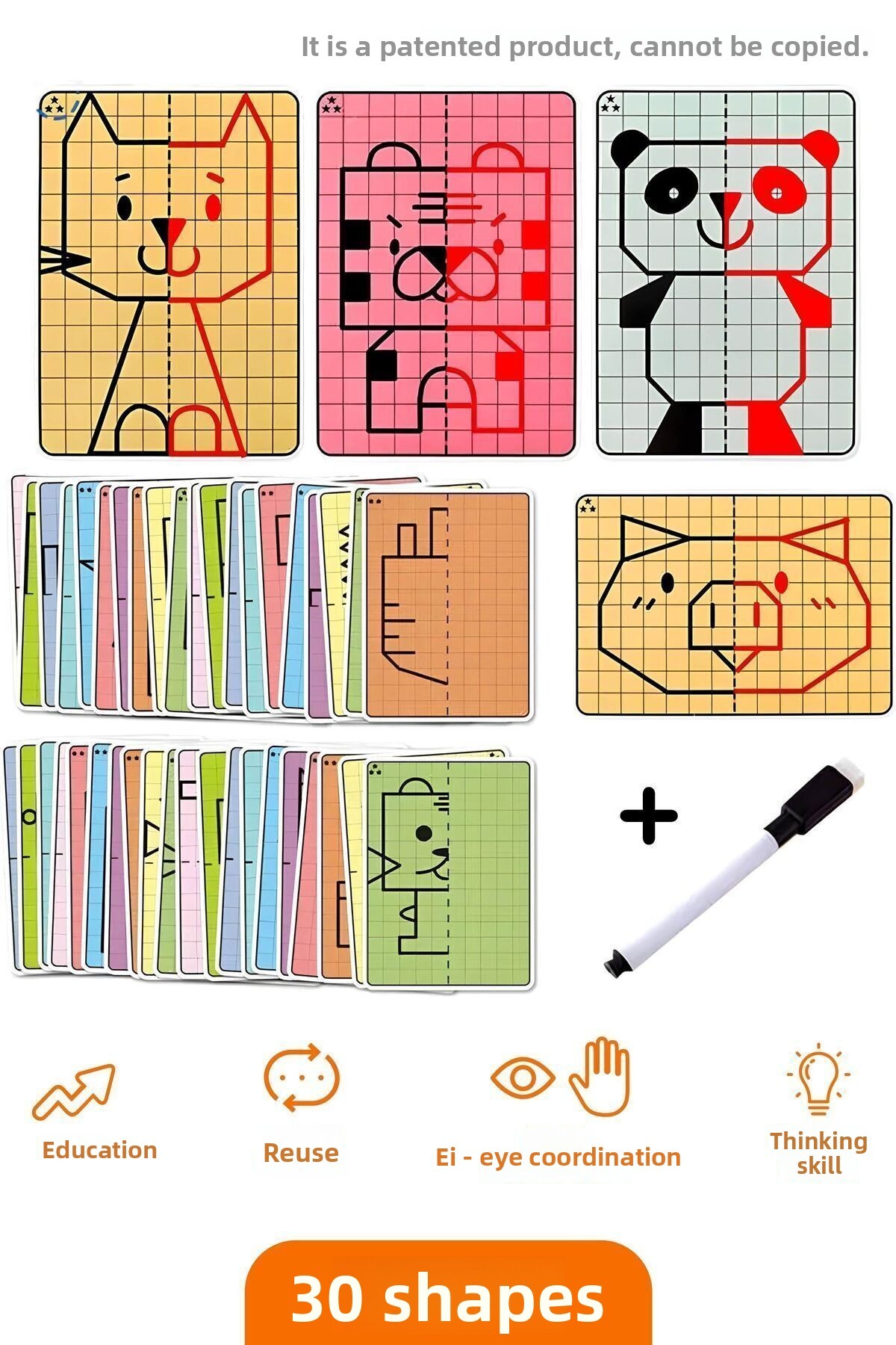 Copyrite Children's Symmetry Game Writable and Erasable Educational ...