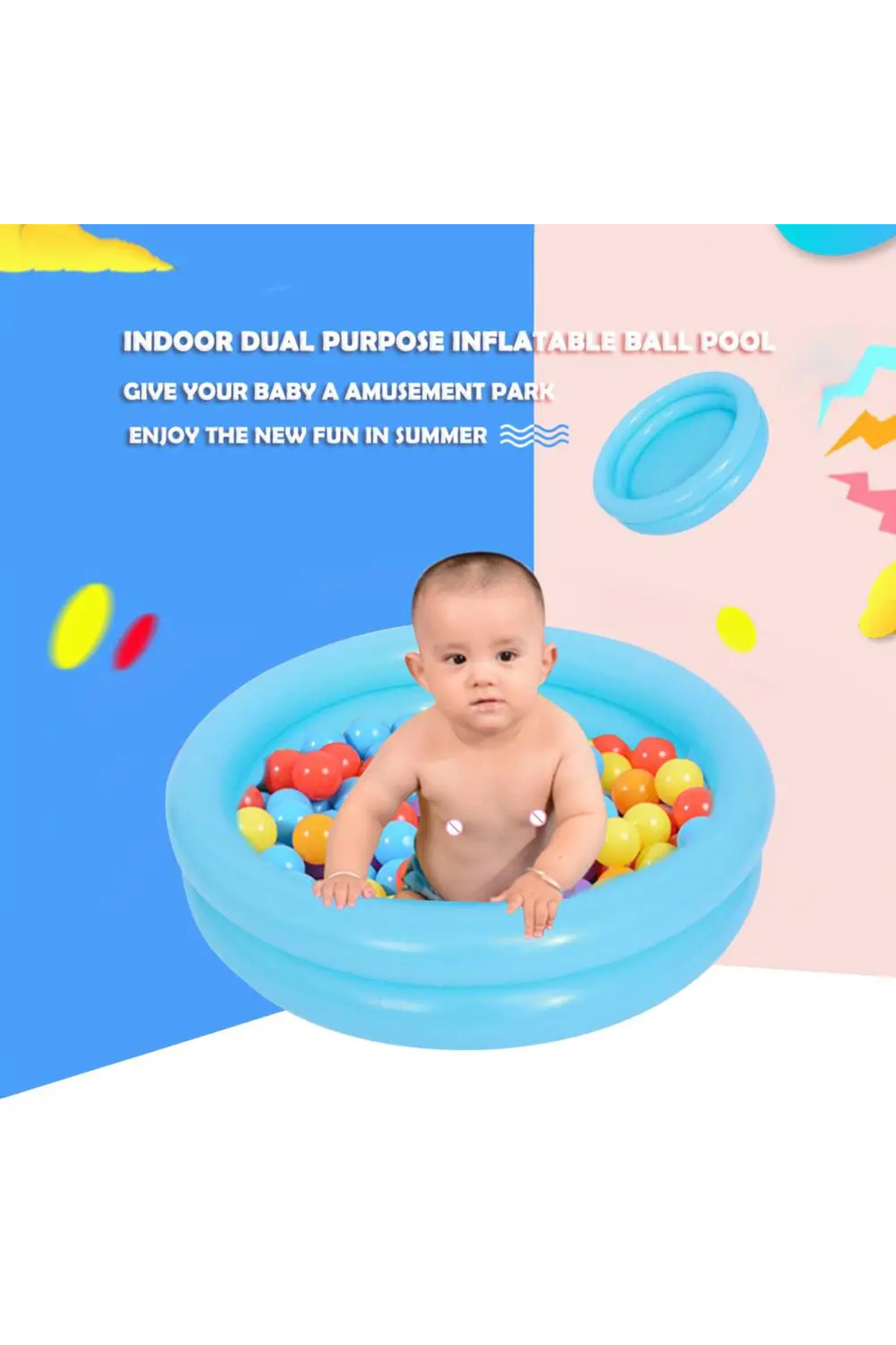 Shunmaii 60cm Round Inflatable Baby Toddlers Swimming Pool Summer Kids ...
