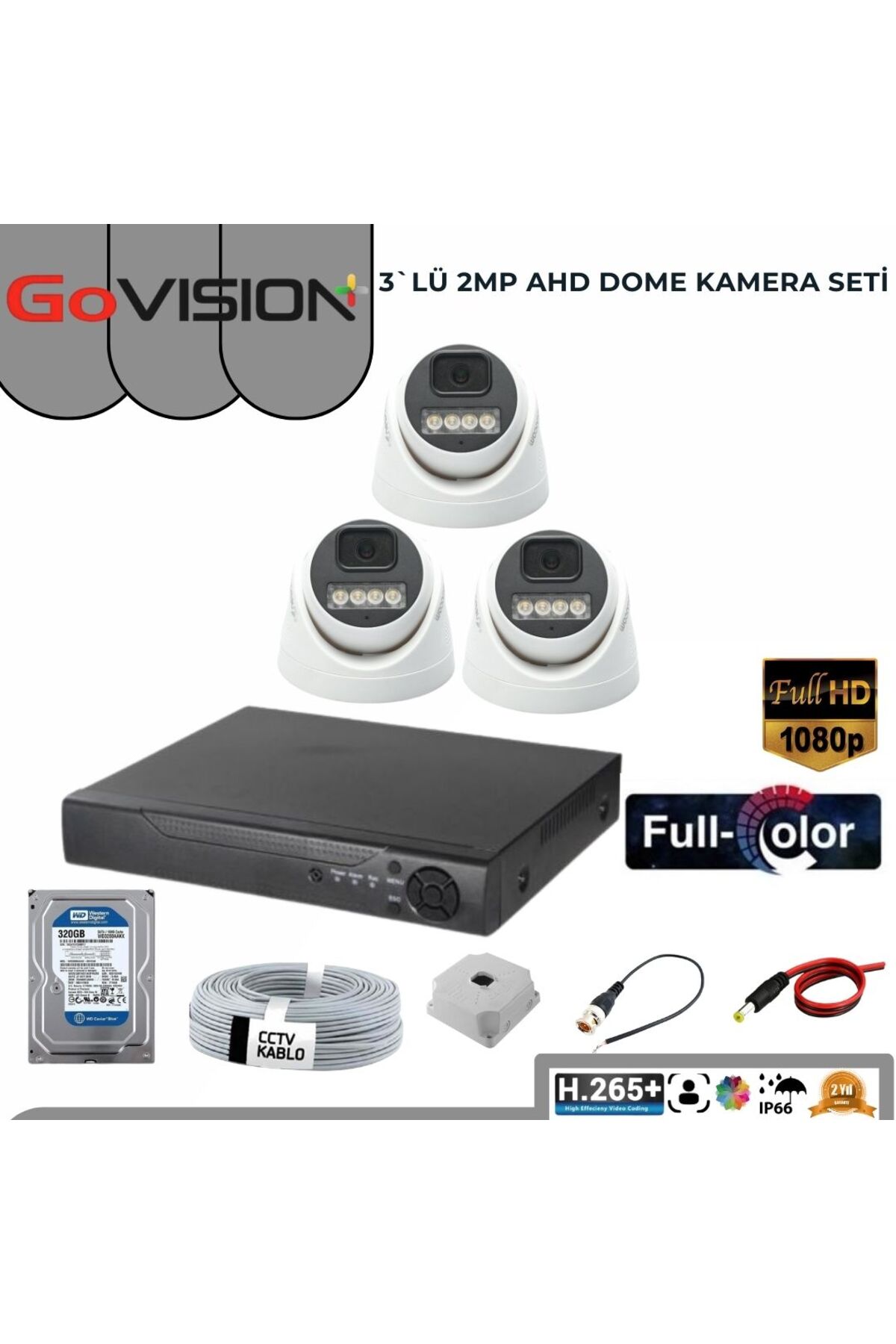 Go Vision 3'lü Dome Kamera Seti 2 Mp 3.6mm Full Color Serisi - Fiyatı ...