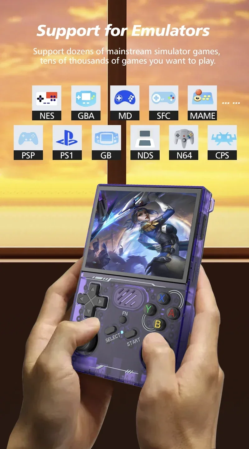 Choice وحدة تحكم ألعاب محمولة R36XX حمراء 64 جيجابايت R36XX R36S محدثة بنظام Linux ARKOS بشاشة ...