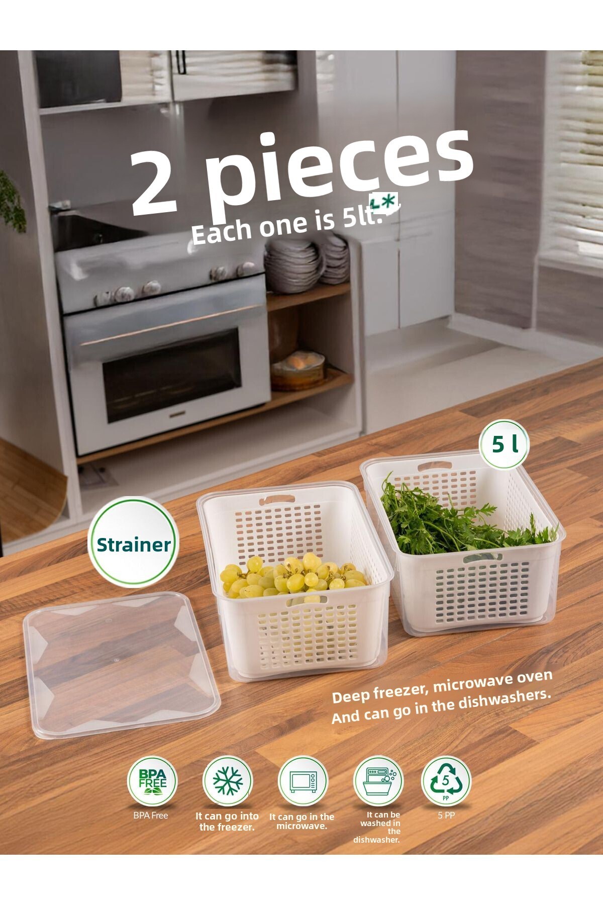 Kavi Entegre Plastik 5-Liter Capacity 2-Piece Storage Set with Baskets ...