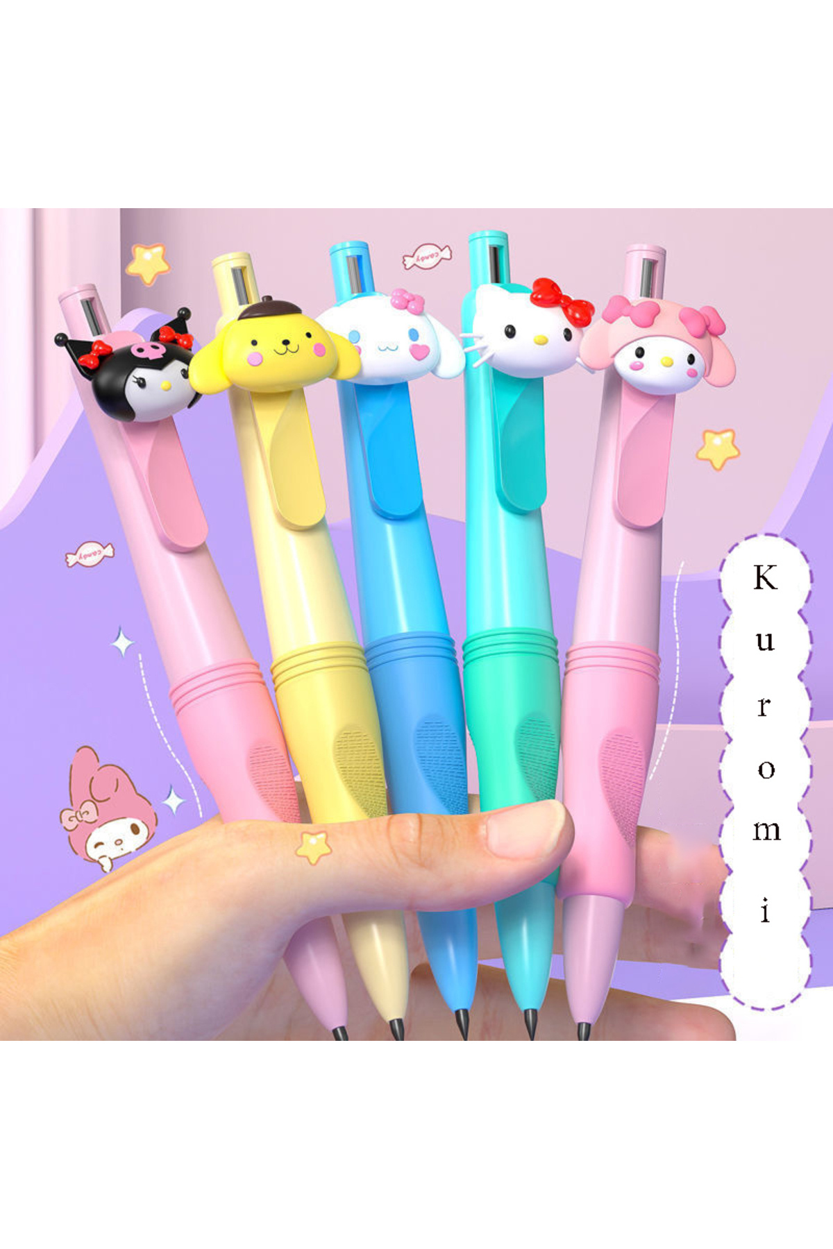 Miniso 5pcs random 3/5PCS Cute Hello Kitty Kuromi Automatic Pencil 2 ...