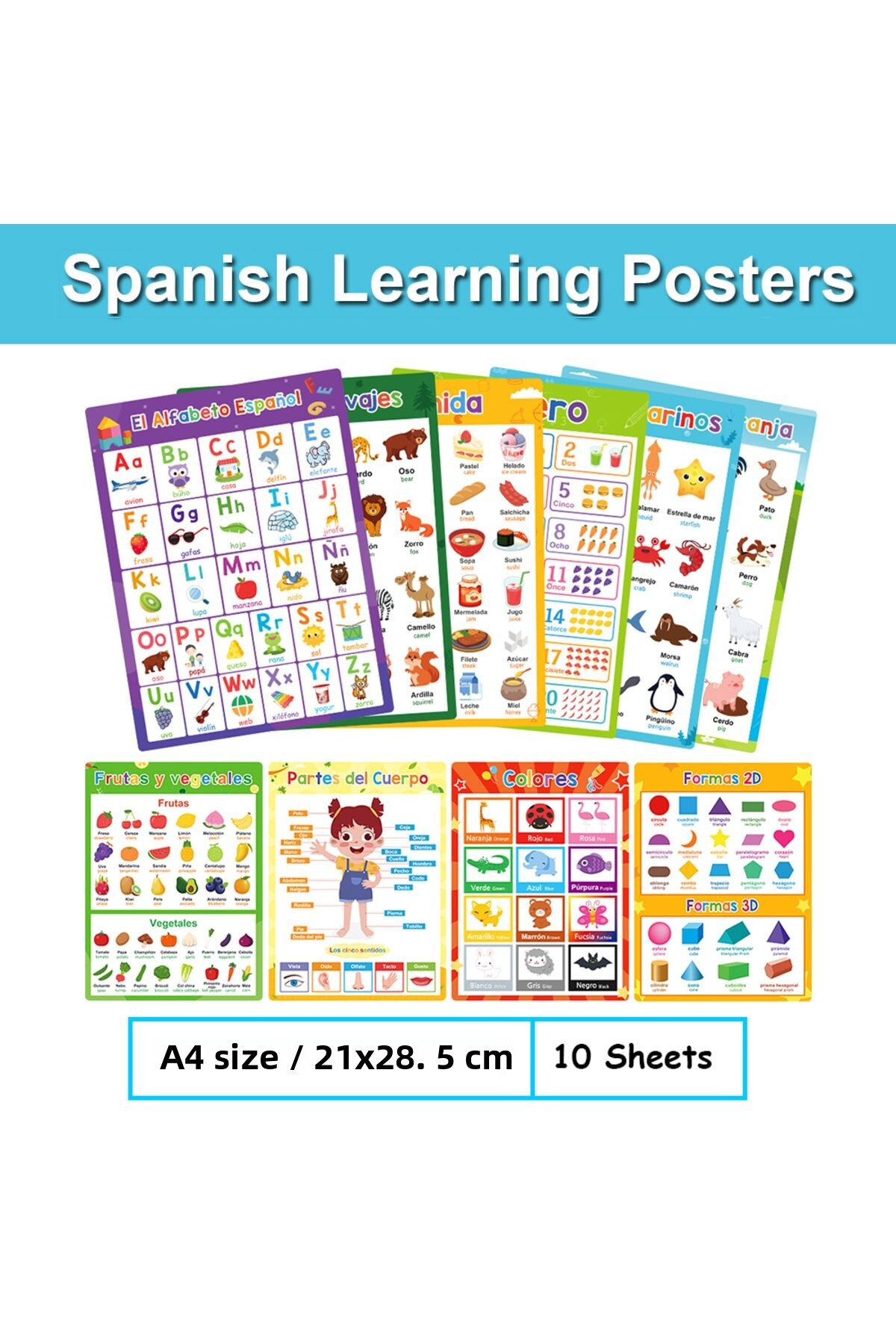 Choice Spanish Posters Spanish English Bilingual Words Learning A4 ...