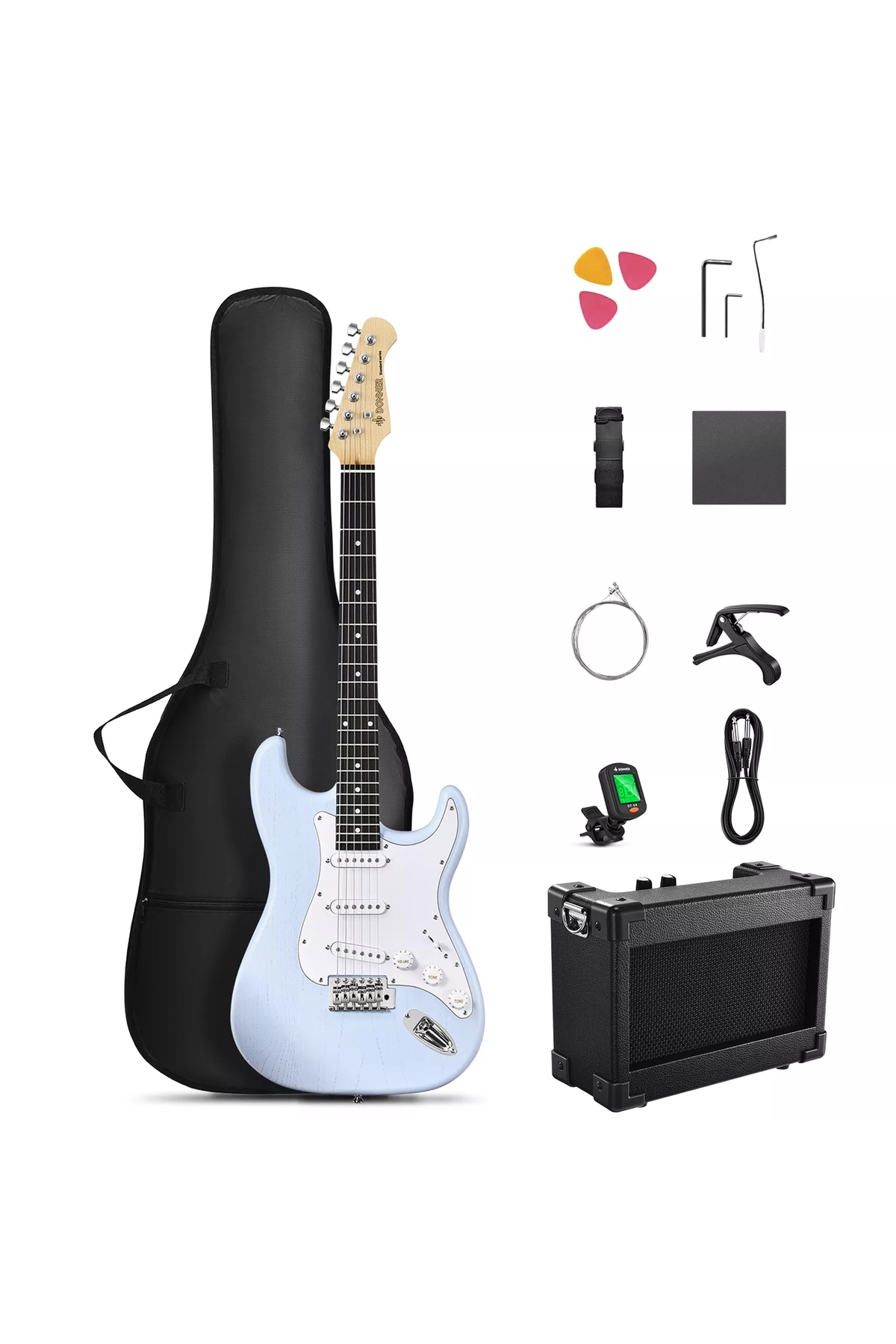 Donner DST-80 ST Elektro Gitar Seti (Sonic Blue) - Fiyatı, Yorumları