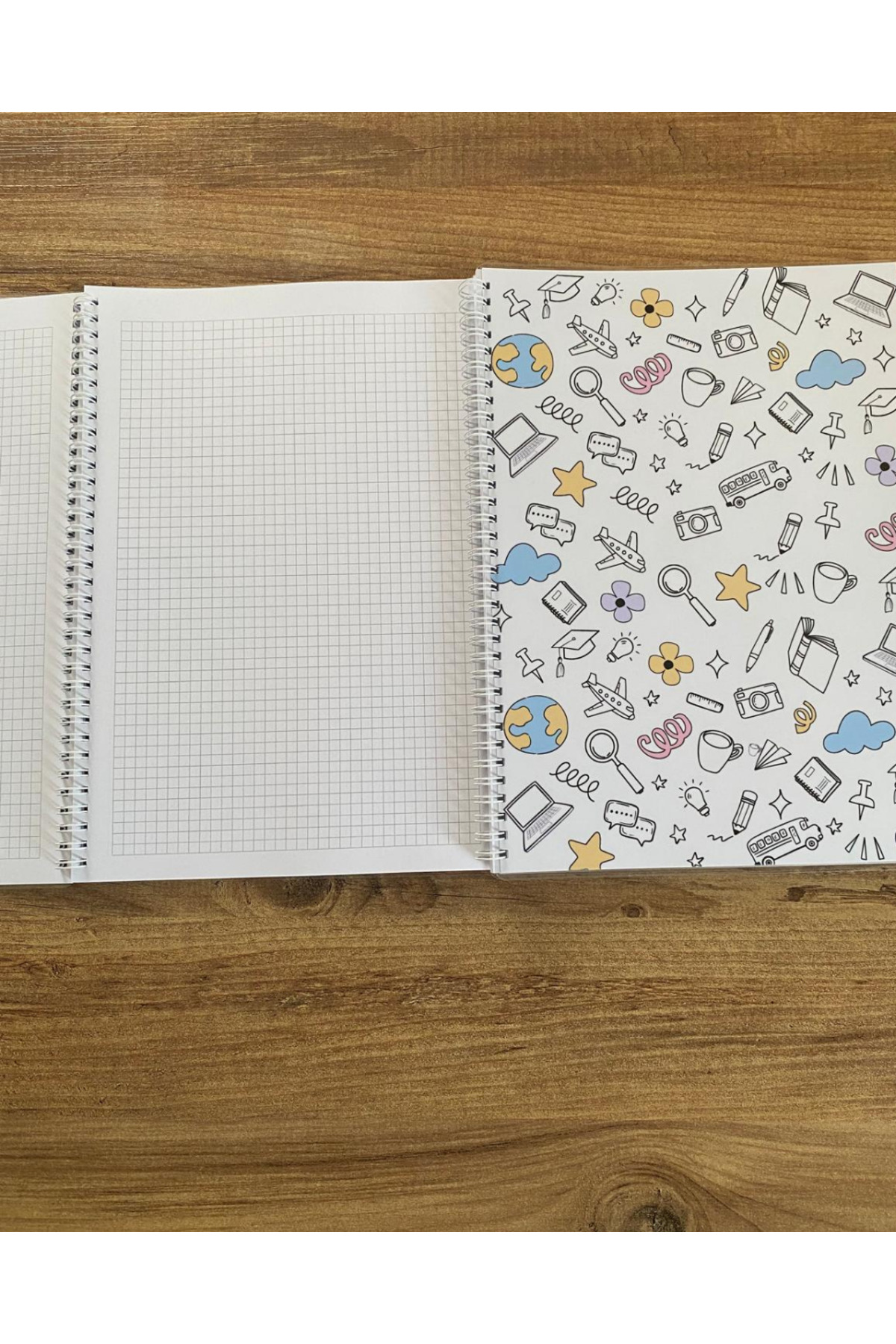 NovaNotlar A4 spiralli defter 2'li set – 1 adet çizgili, 1 adet kareli ...