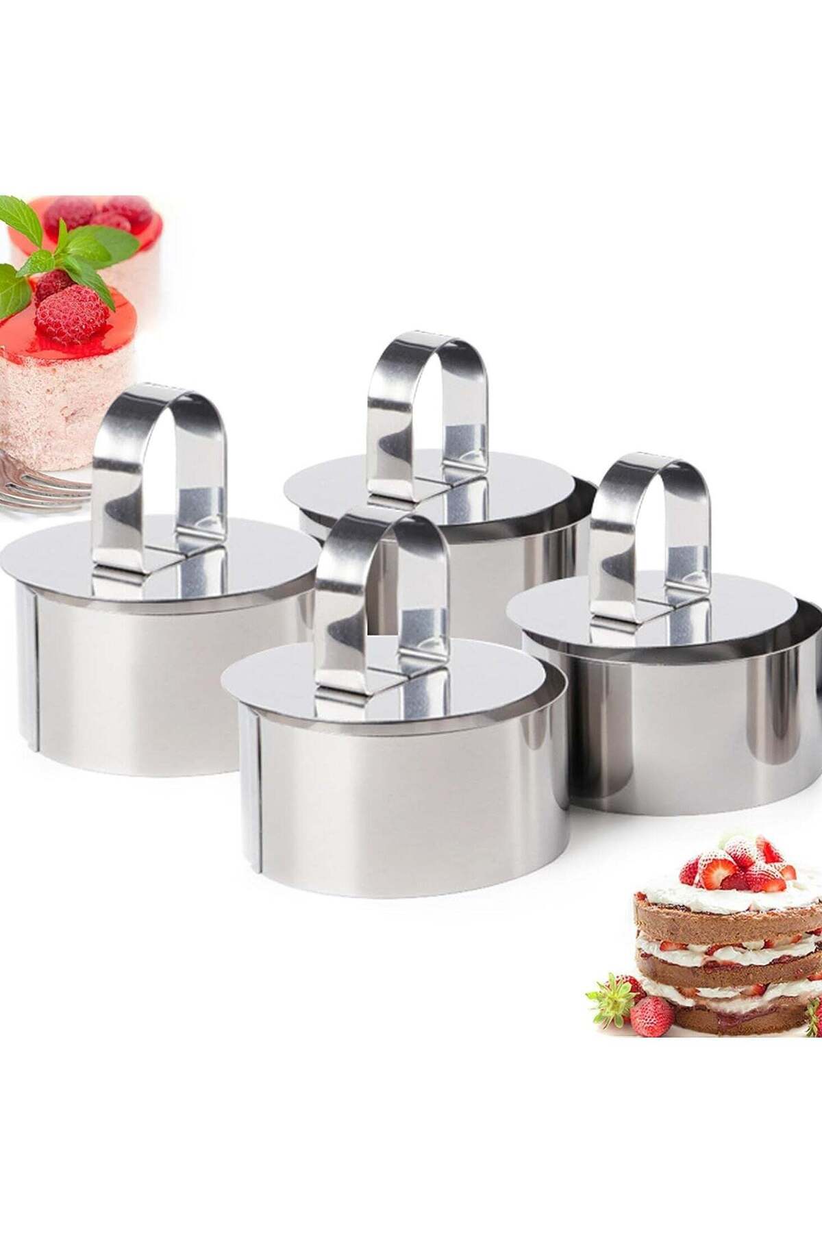 Generic Oasisgalore 4 Pack 3.15" Stainless Steel Round Cake Ring Mold ...