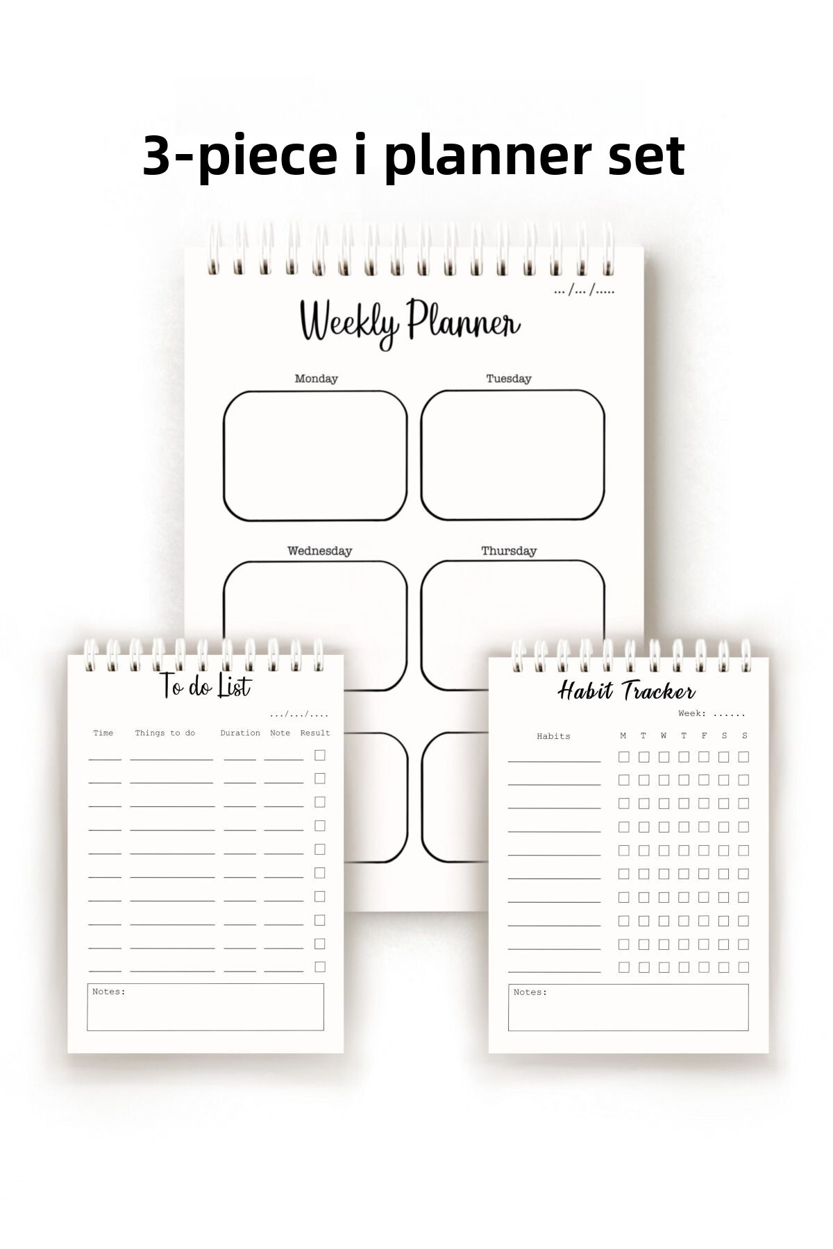Handeto Kraft Simple 3-Piece English Planner, Weekly Planner, Habit ...