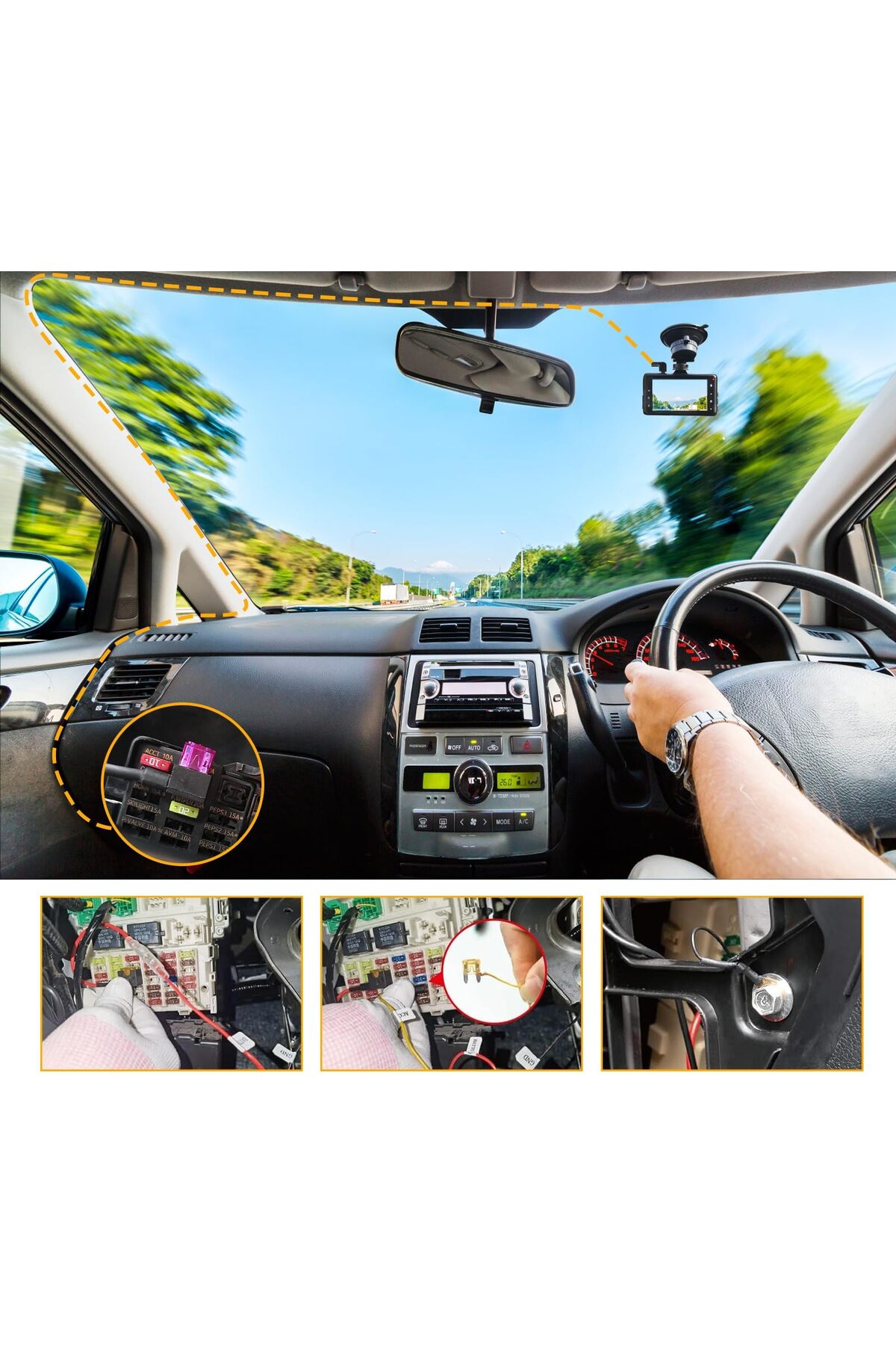 erorex Dash Cam Hardwire Kit 8Pcs Full Set Circuit Fuses Tap Low ...