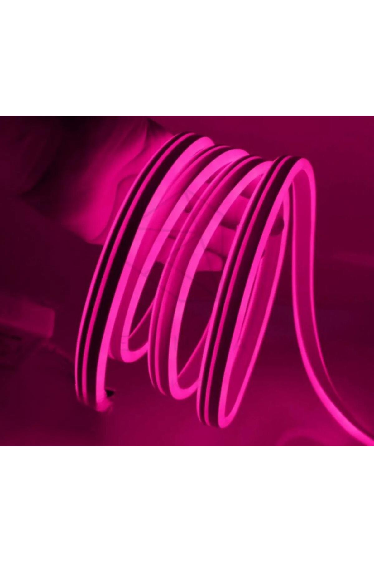 GEM LİGHT 220 Volt Neon LED Pembe Tak Çalıştır Esnek Şerit Neon LED ...