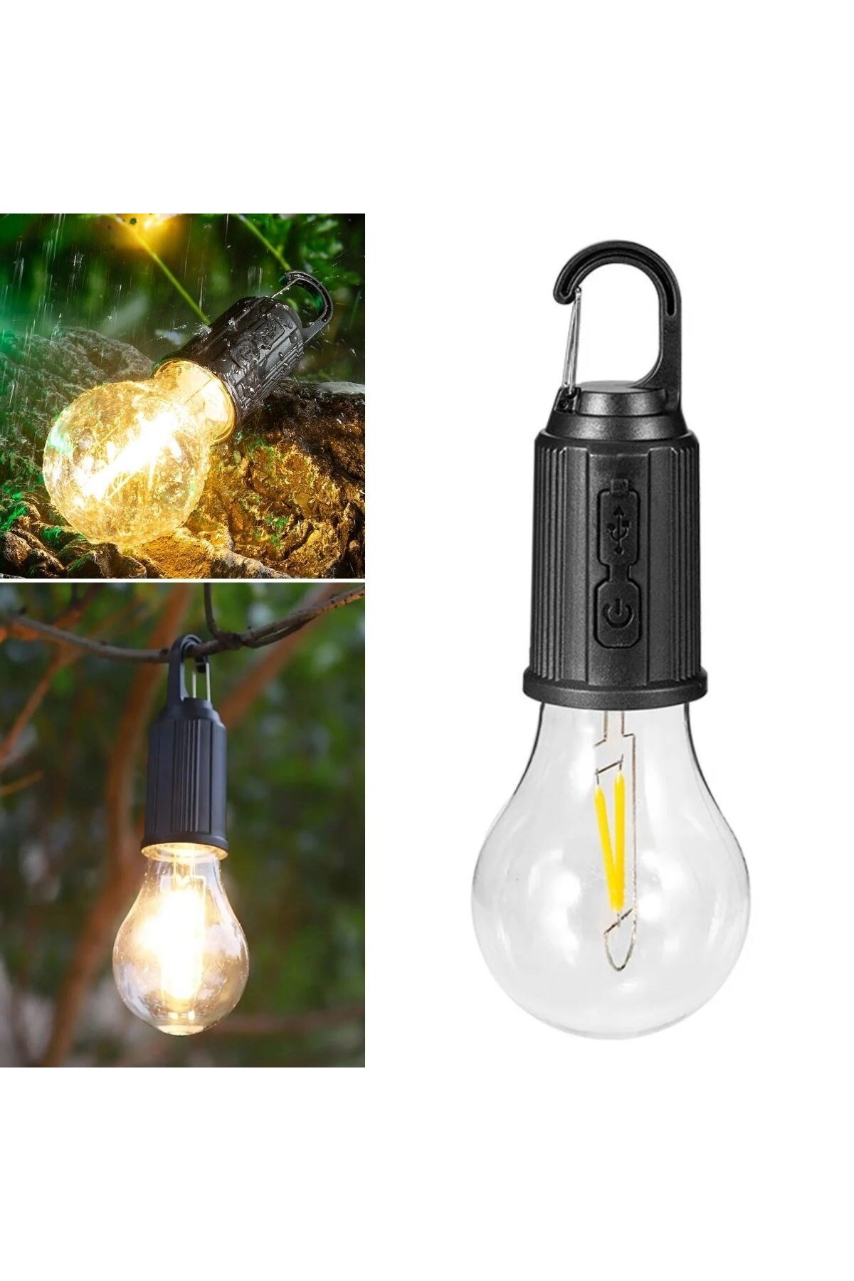HvT ® Şarj Olabilen 3 Farklı Mod LED'li Kendiliğinden Asma Kancalı Kamp ...
