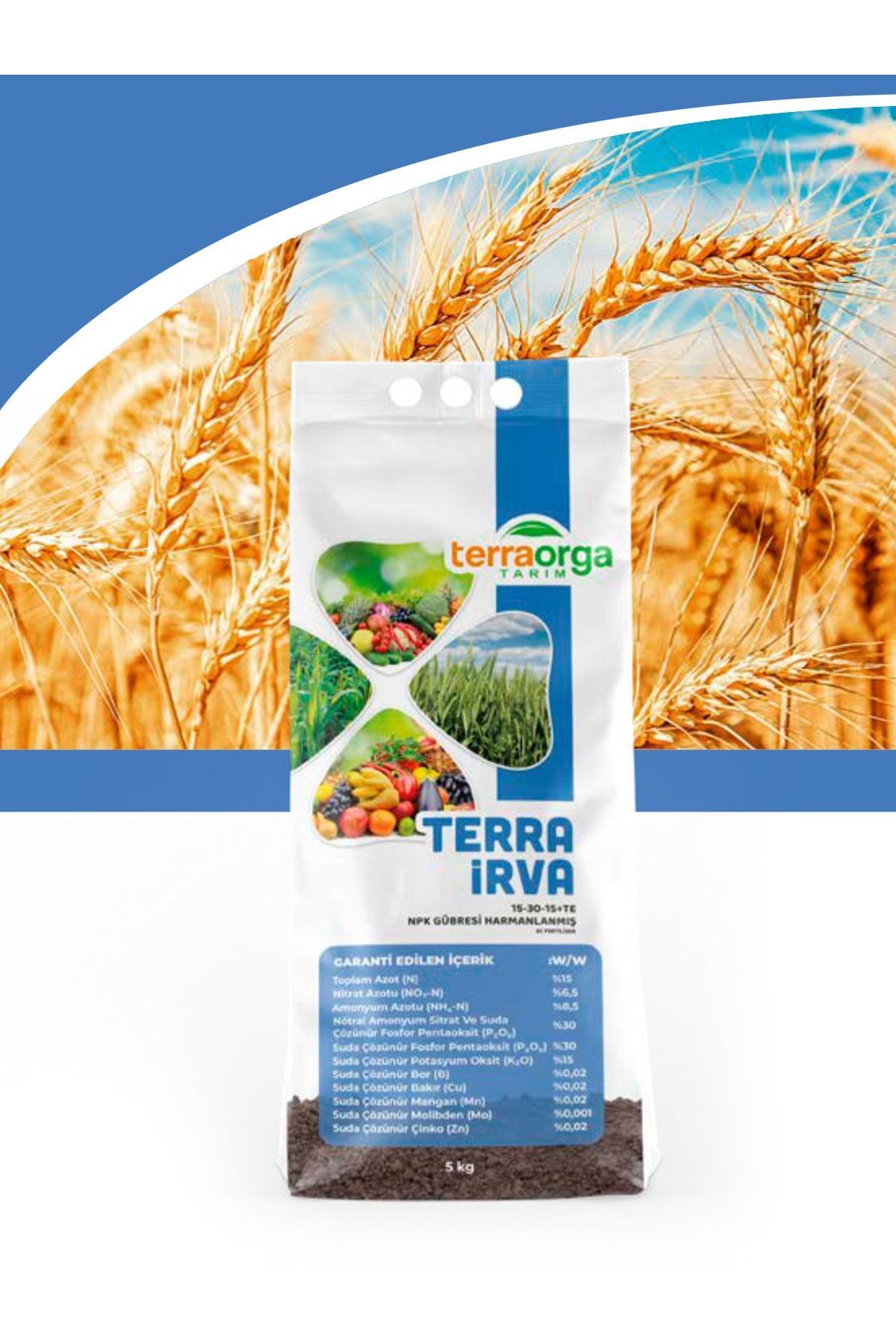 TerraOrga Terra Irva 5 Kg 15-30-15 Te Npk Gübresi Harmanlanmış Ec ...
