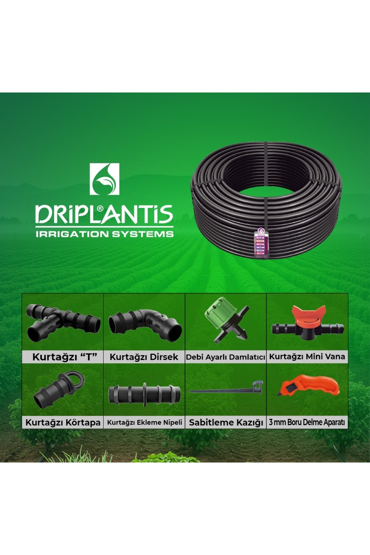 Driplantis 10mt² = 16 mm 100 mt 0,9mm düz deliksiz boru Damlama Sulama ...