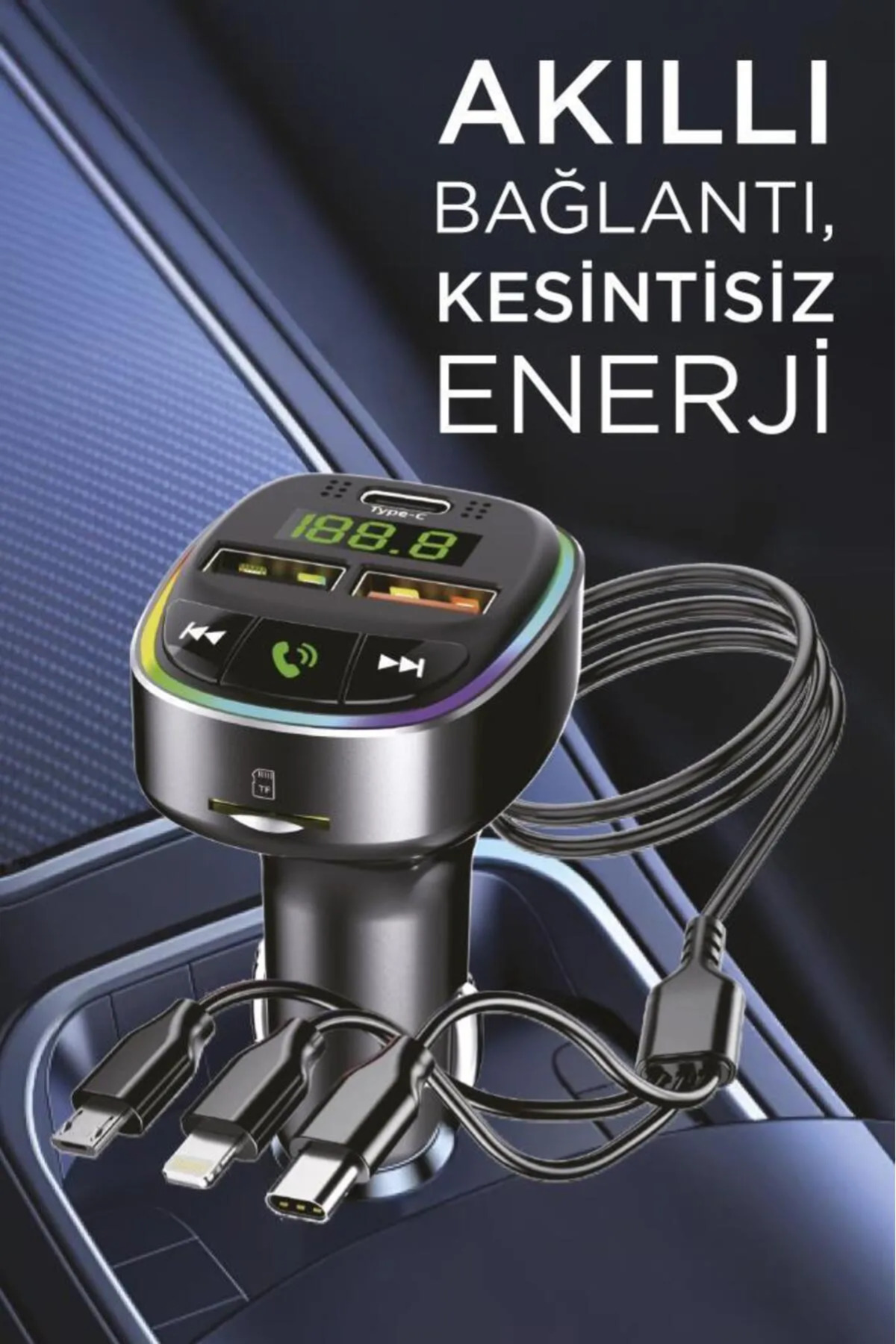 Ahanda Buldum Siyah FM Transmitter Araç Şarj Cihazı (18W Hızlı Şarj ...