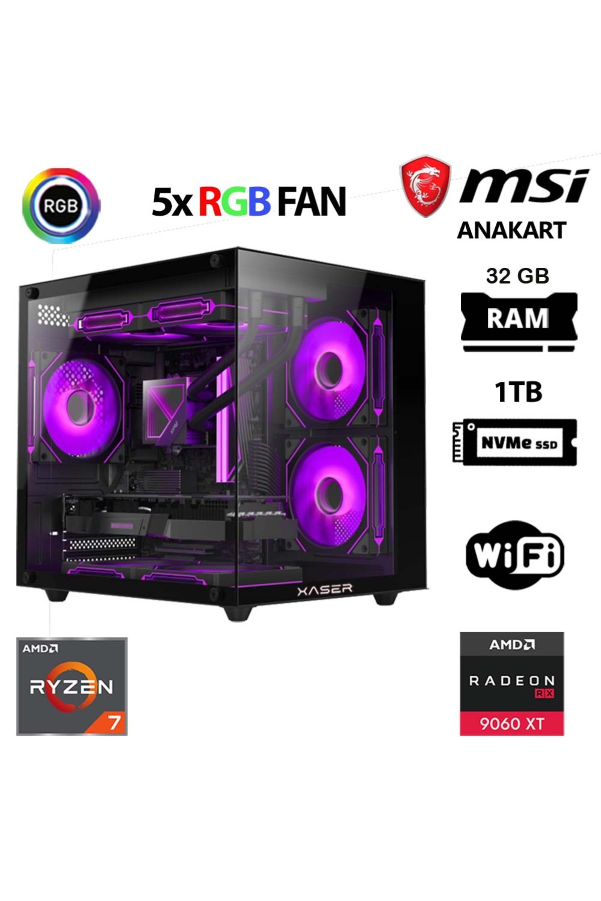 XASER Cube X30 Ryzen 7 5700x 32GB Ram 1TB M.2 NVMe SSD 16GB RX9060 XT ...