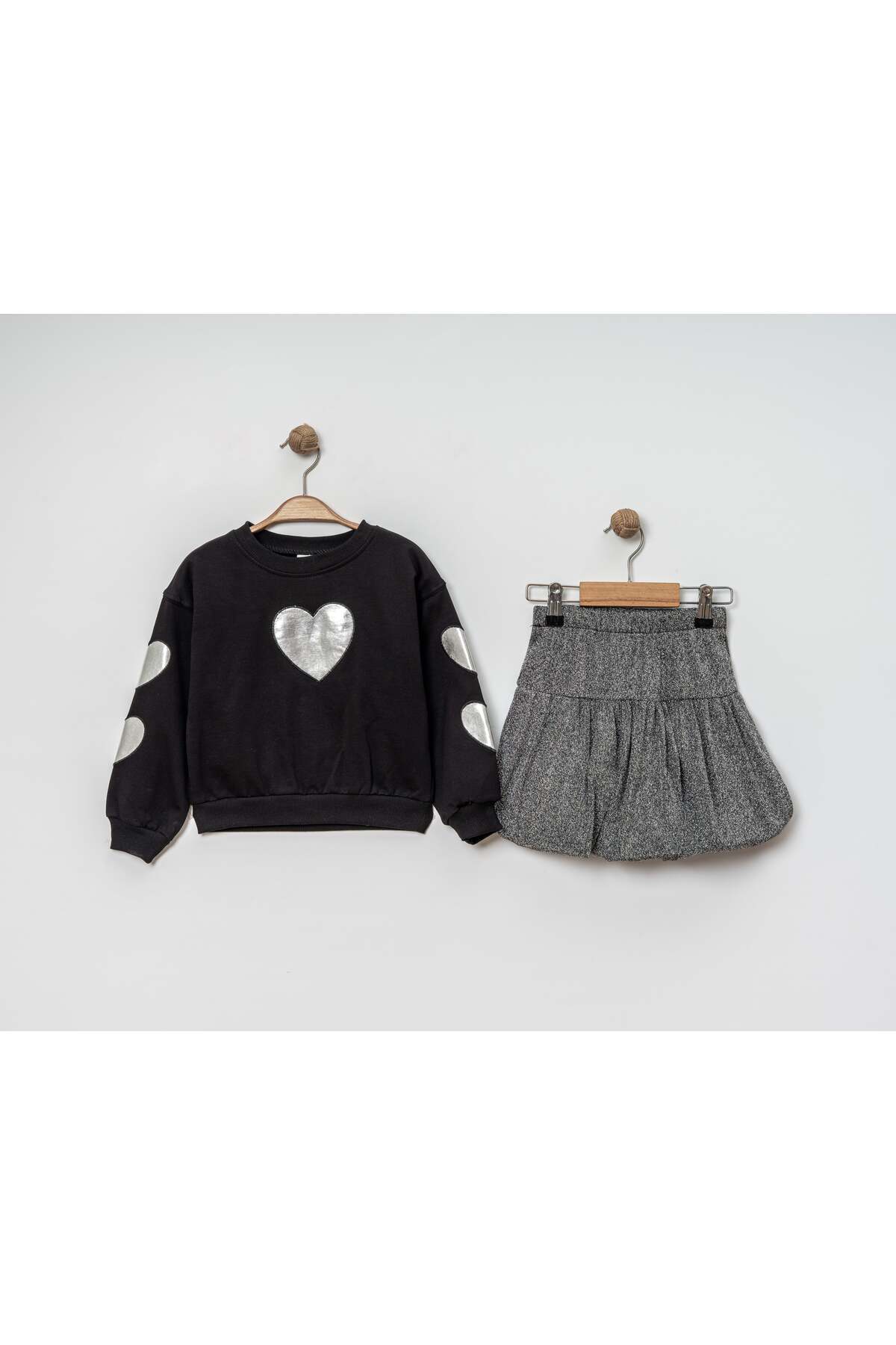 Eray Kids Kız Çocuk Kalpli Uzun Kollu Sweatshirt Balon Etek Takım (2-5 ...