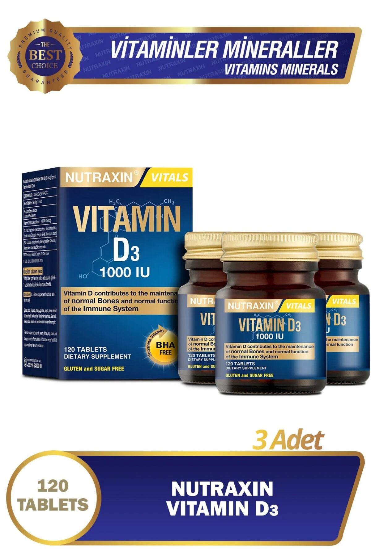 Nutraxin Vitamin D3 120 Tablet 3 Adet - Fiyatı, Yorumları