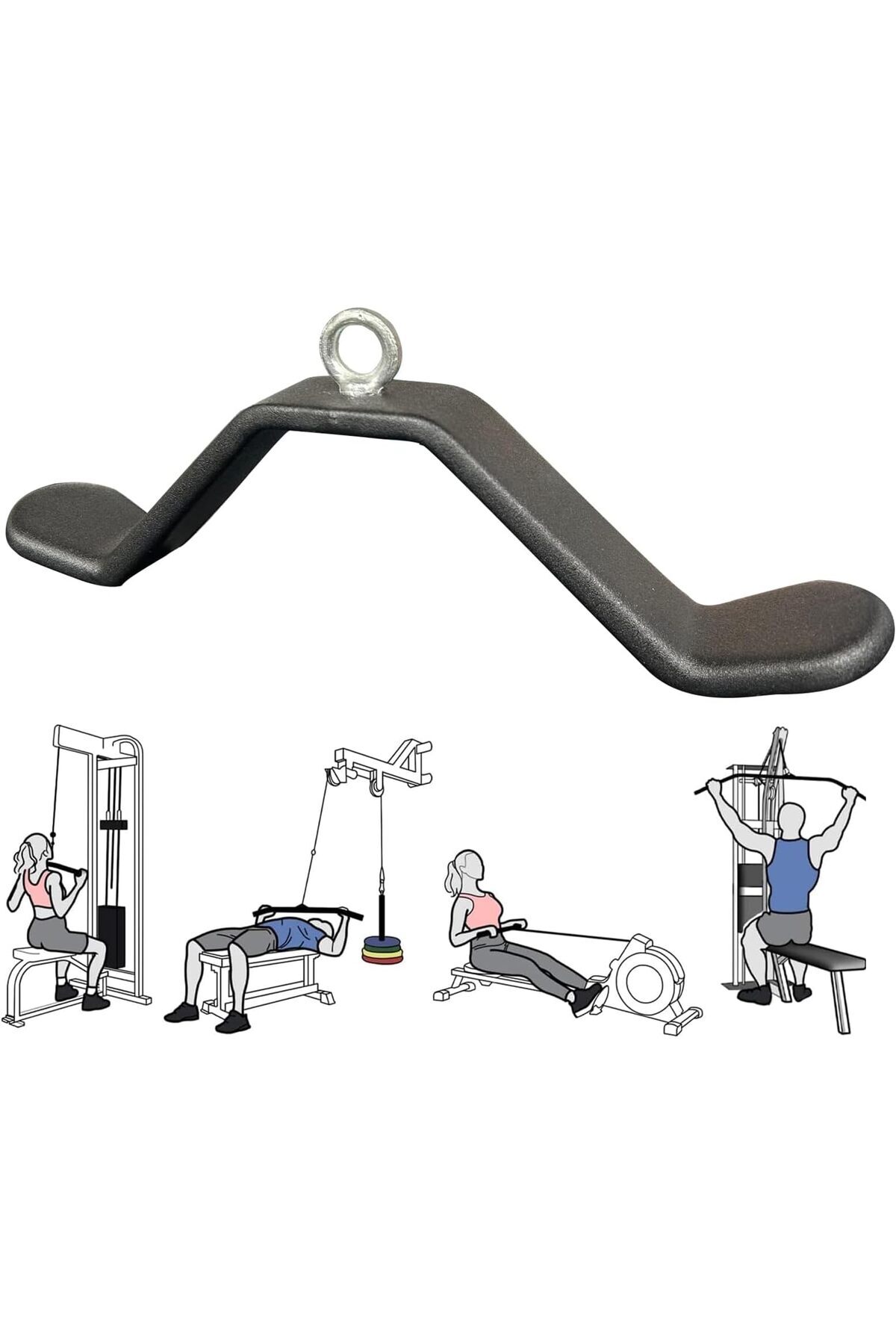 erorex Cable Machine Attachment Curl LAT Pull Down Bar LAT Pulldown ...