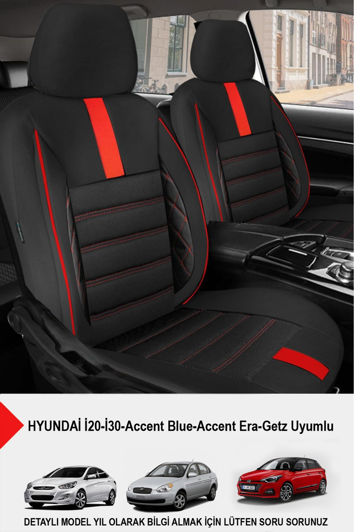 GM-DESIGN Oniks Kırmızı Oto Koltuk Kılıfı -(HYUNDAİ İ20-İ30-Accent-Blue ...