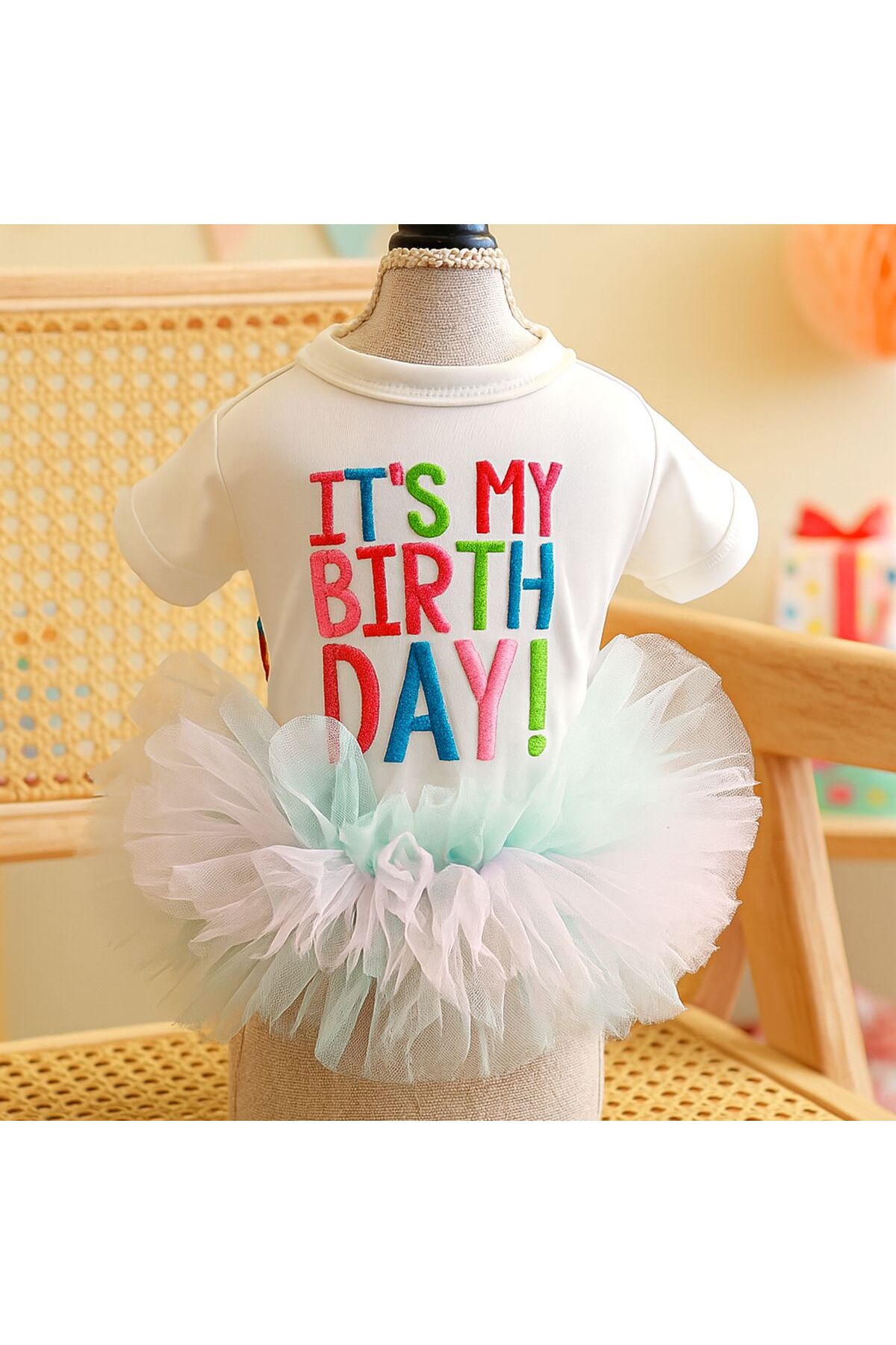 CAZEO Köpek Elbisesi Doğum Günü – It’s My Birthday Yazılı - Renkli Tül ...