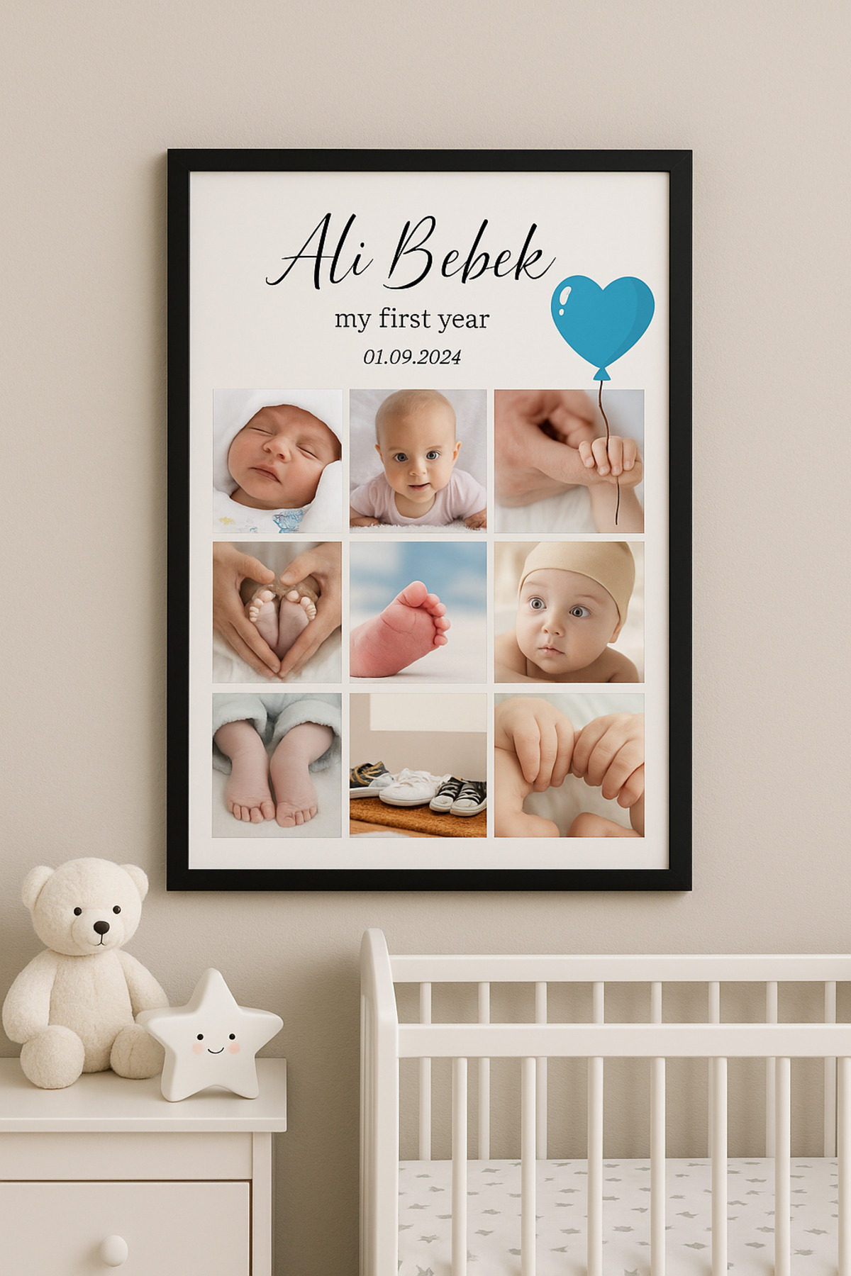 POSTER Kişiye Özel Bebek Posteri, Bebeğimin İlk Posteri, Ahşap ...