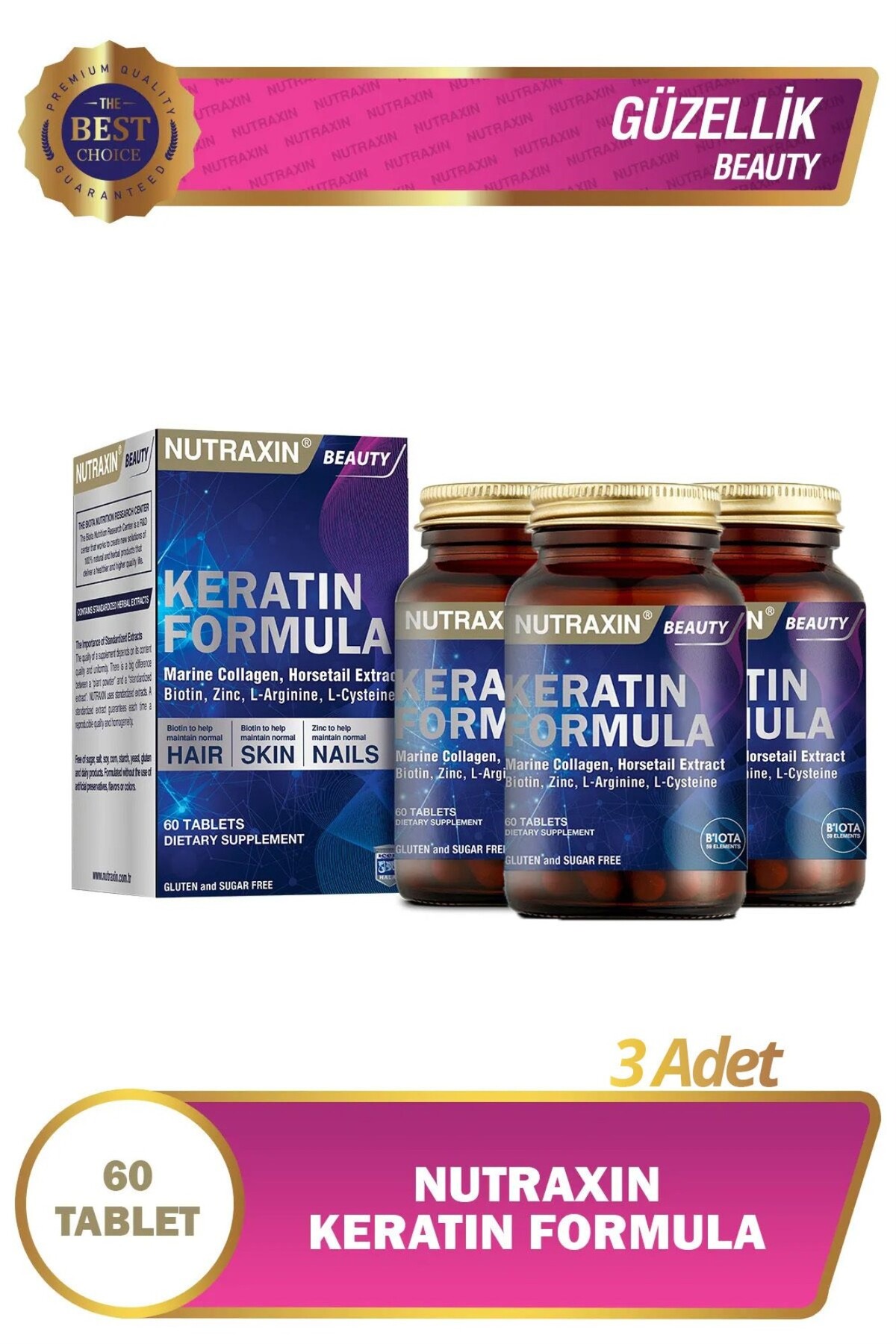 Nutraxin Keratin Formula 60 Tablet 3 Adet - Fiyatı, Yorumları