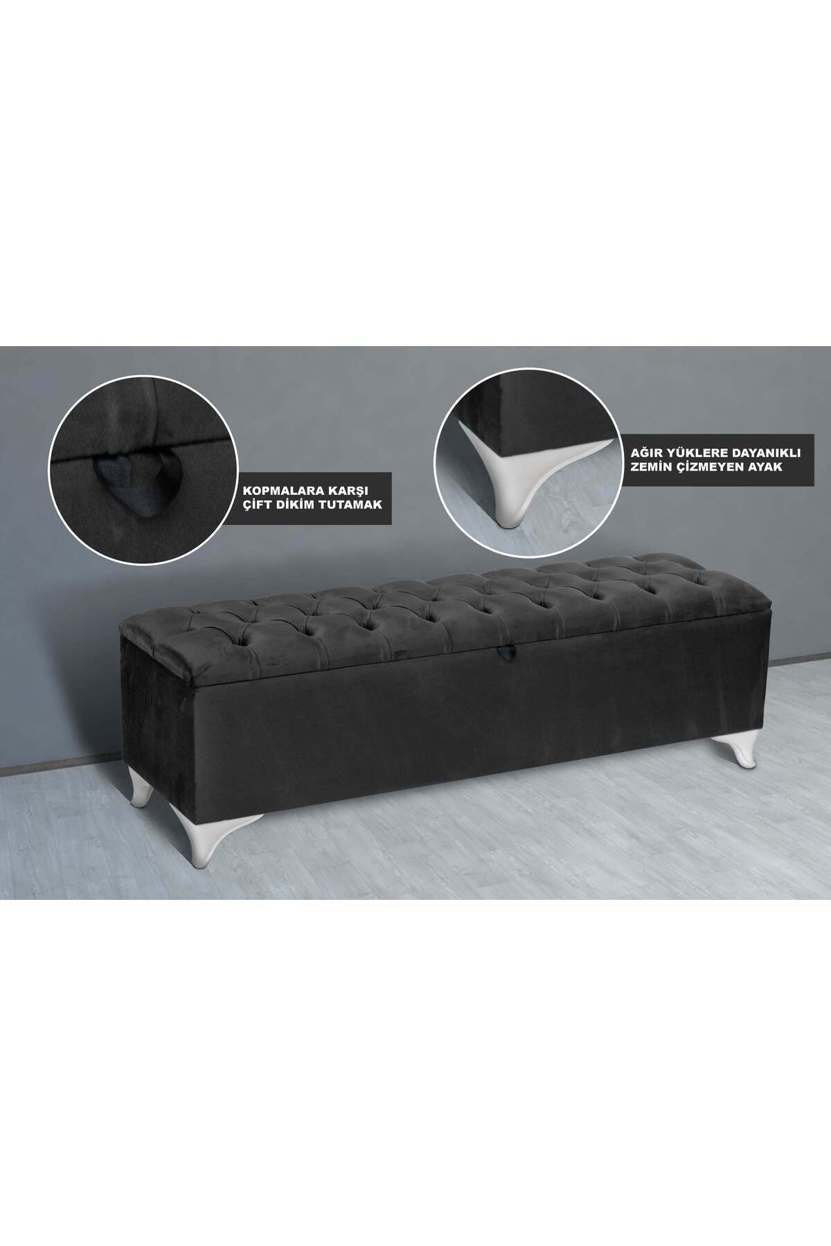 Gazzini Furniture Vetra Chester Model Antrasit Sandıklı Puf ...