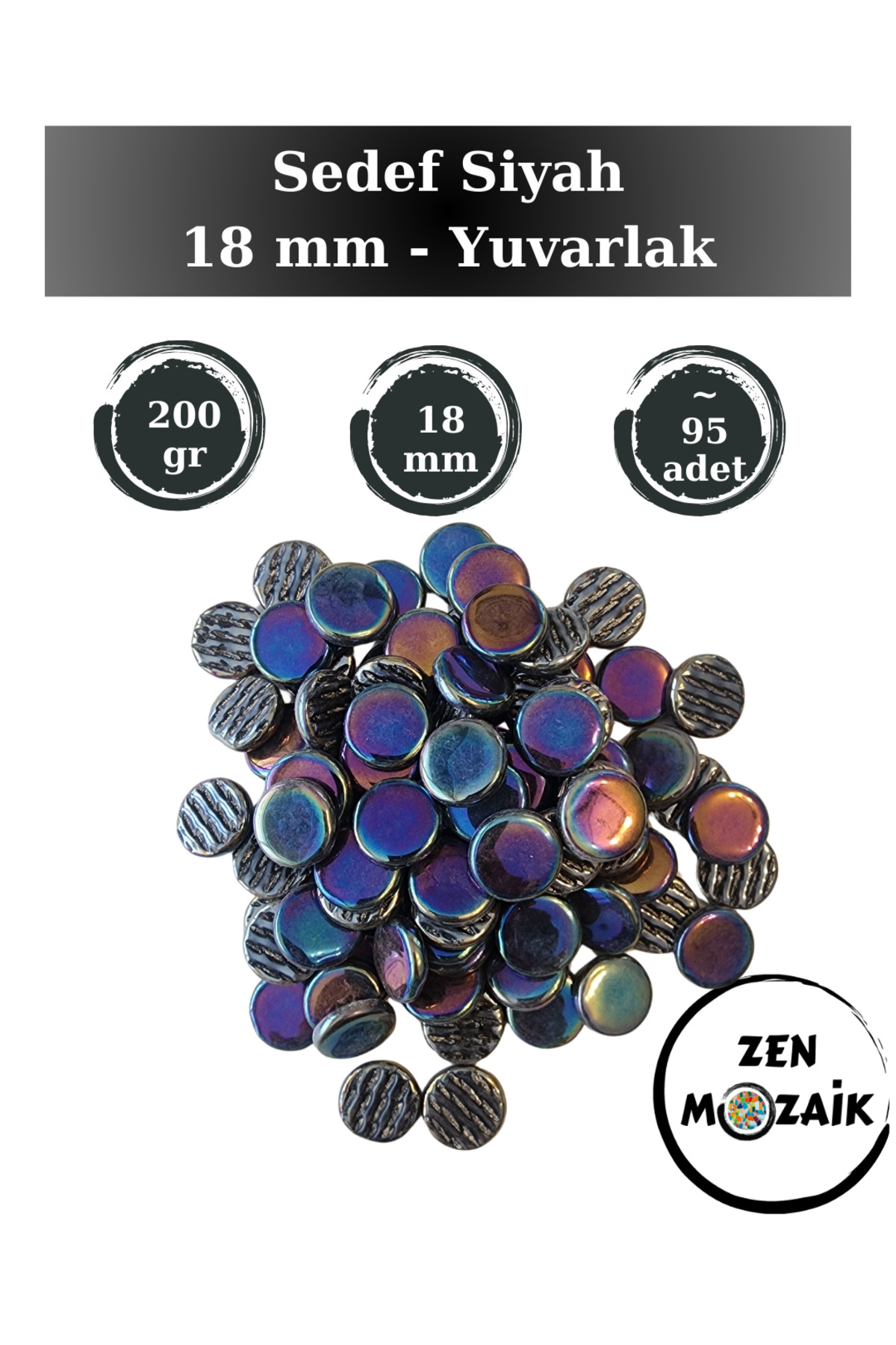 Zen Mozaik Sanatsal Mozaik Çalışmalarınız için 18 mm Çaplı Yuvarlak Cam ...