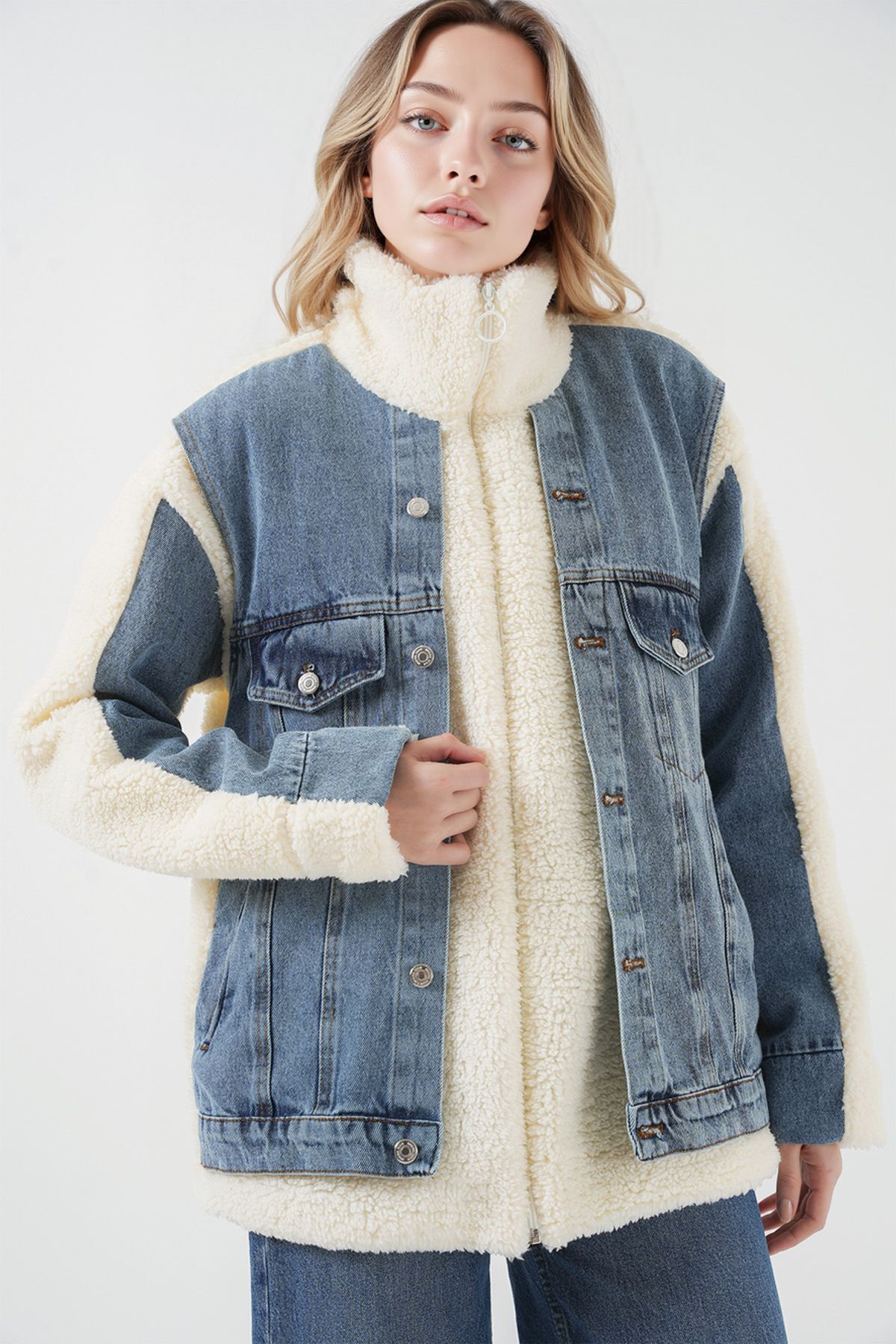 Hiccup BDART Desenli Denim Ceket Kürk Detaylı - Fiyatı, Yorumları