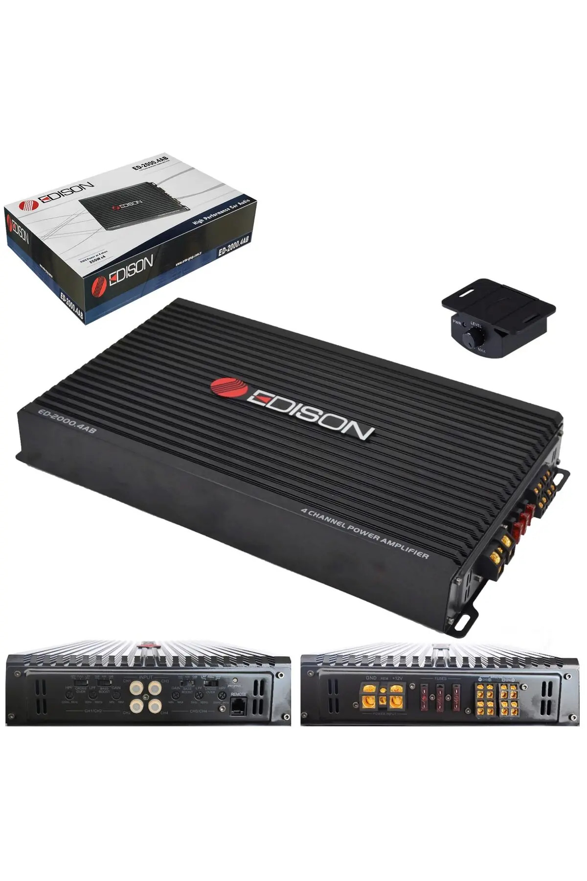 Edison ED-2000.4AB Oto Anfi Stereo 4X200 Watt 4 Kanal Bass Kontrol ...