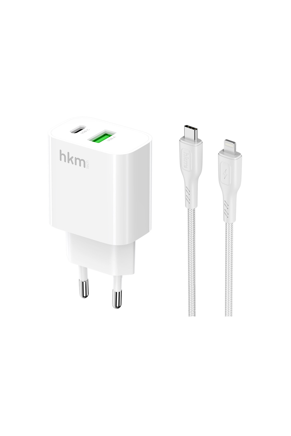 hkm tech BOLT DUO 20W USB-A ve Type-C Çift Portlu Hızlı Şarj Aleti ...