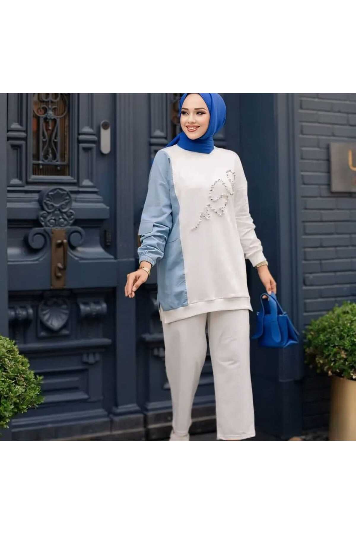 Newstil 2 iplik inci detaylı alt üst takım beyaz renk moda butik Z ...