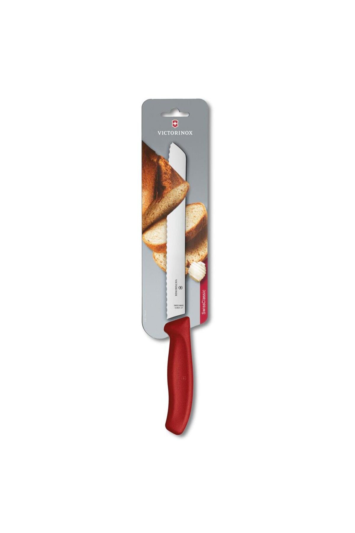 VICTORINOX 6.8631.21B 21cm Kırmızı Ekmek Bıçağı, Blisterli Paket ...