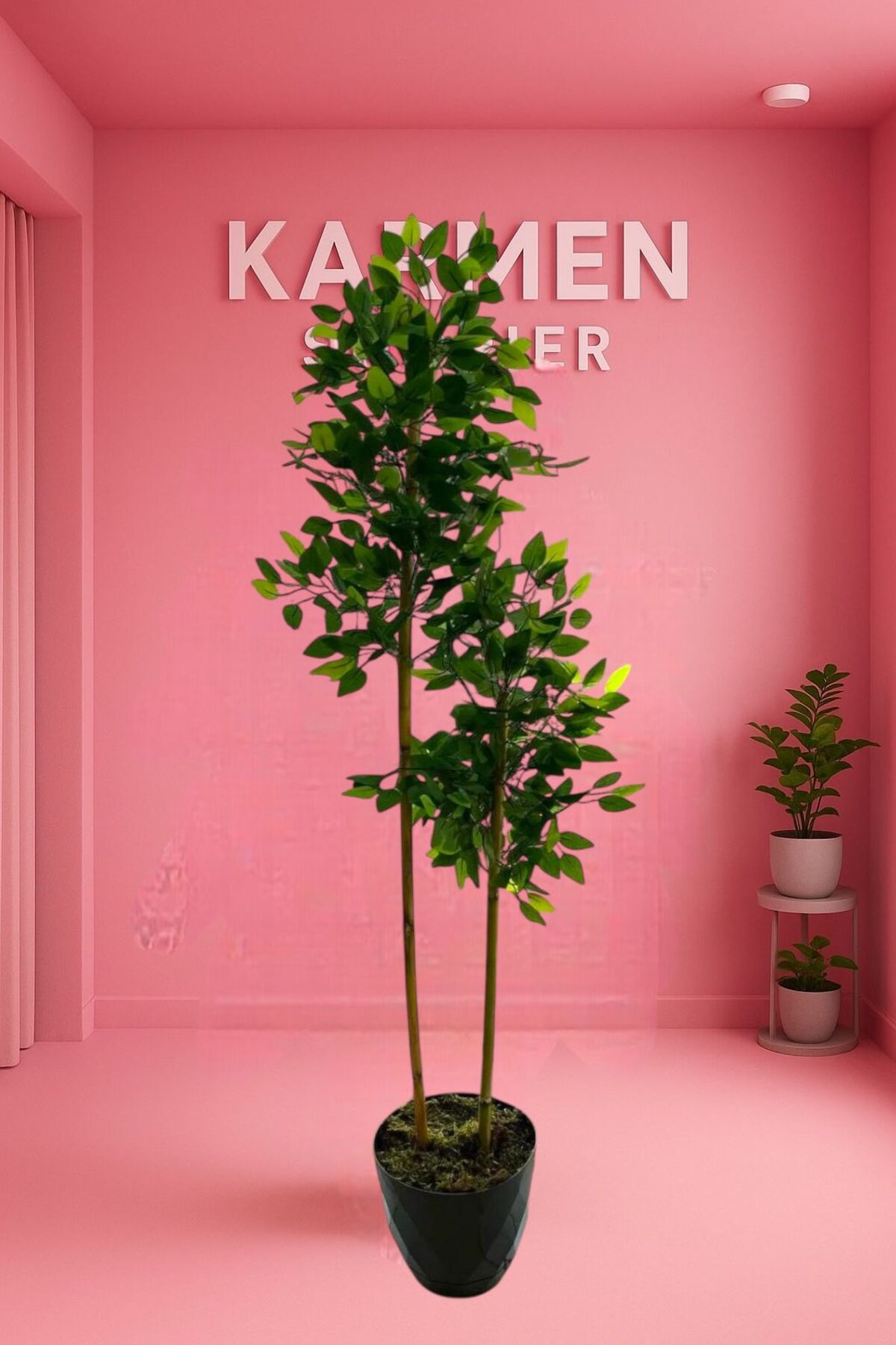 KARMEN SHOPİER Yapay Bambu Ağaç Benjamin Yaprağı 150 Cm Yakamoz Saksı ...