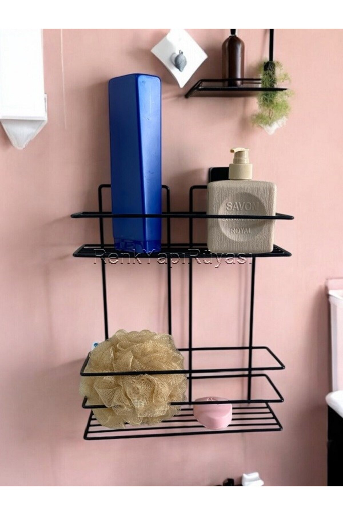 RENK YAPI RÜYASI YAPIŞTIRMALI VİDA YOK Köşe 2 Katlı Krom Banyo Duş ...