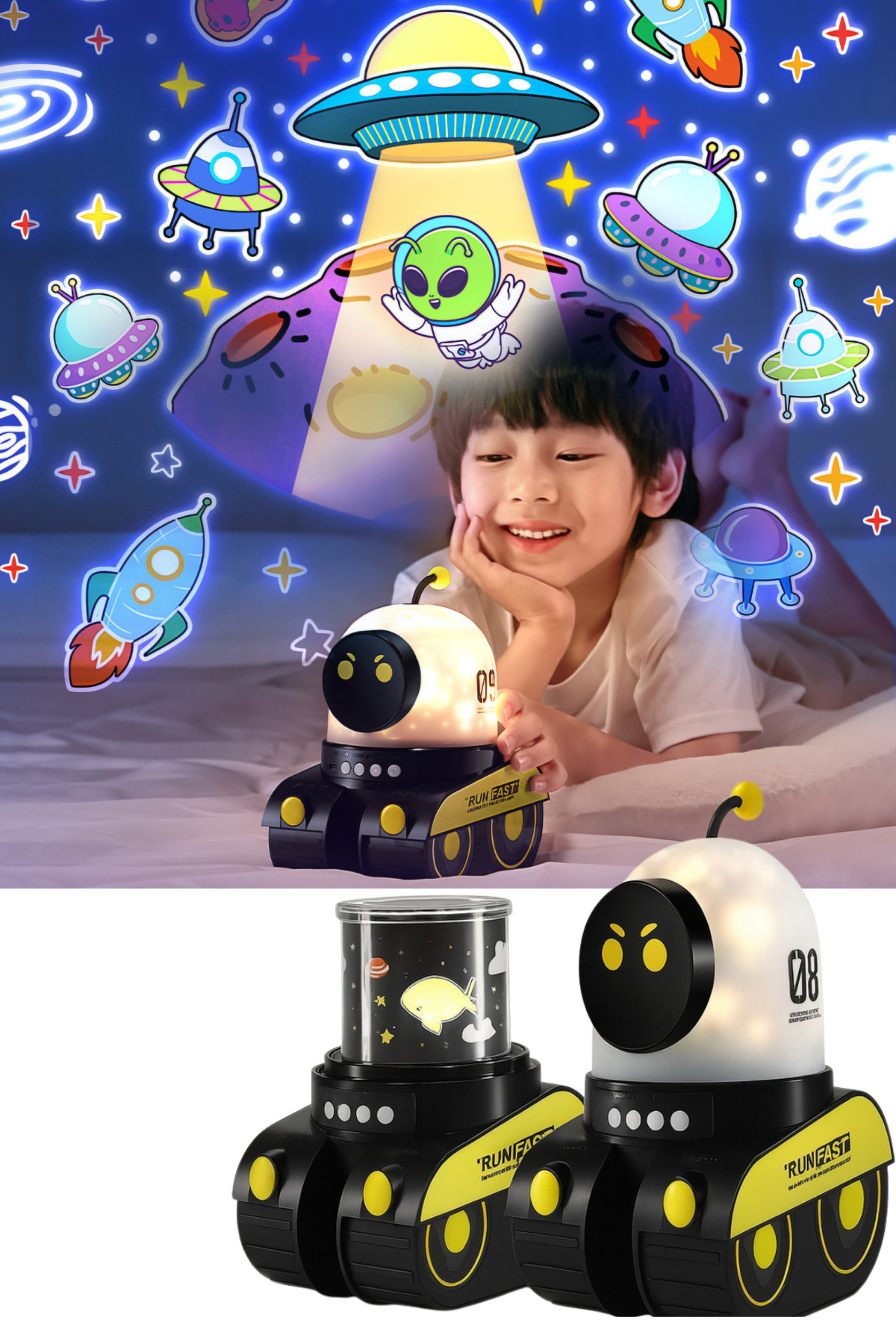 Shopura Çocuklar İçin LED Robot Projektör Lamba Eğlenceli Işık ...