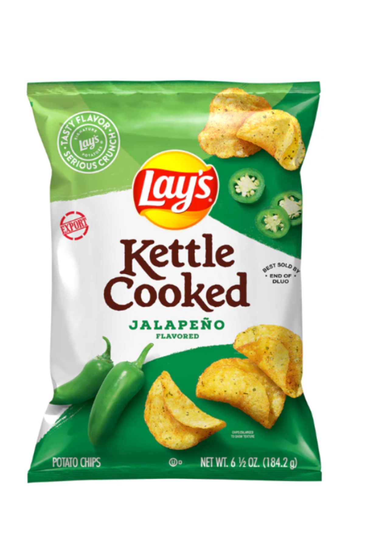 Lays Kettle Cooked Jalapeno Flavored Potato Chips 6.5 OZ (184g ...