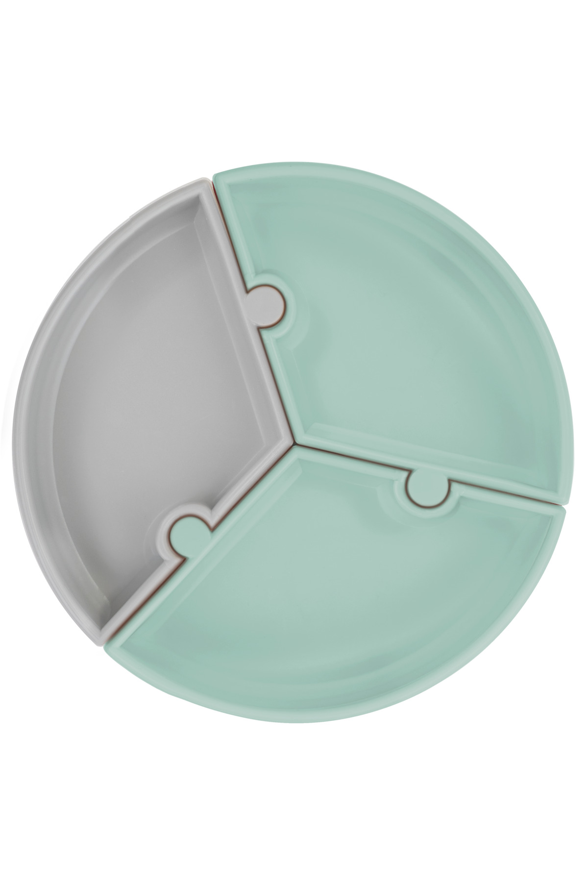 OiOi Puzzle Vakum Tabanlı Silikon Tabak - River Green/Powder Grey ...